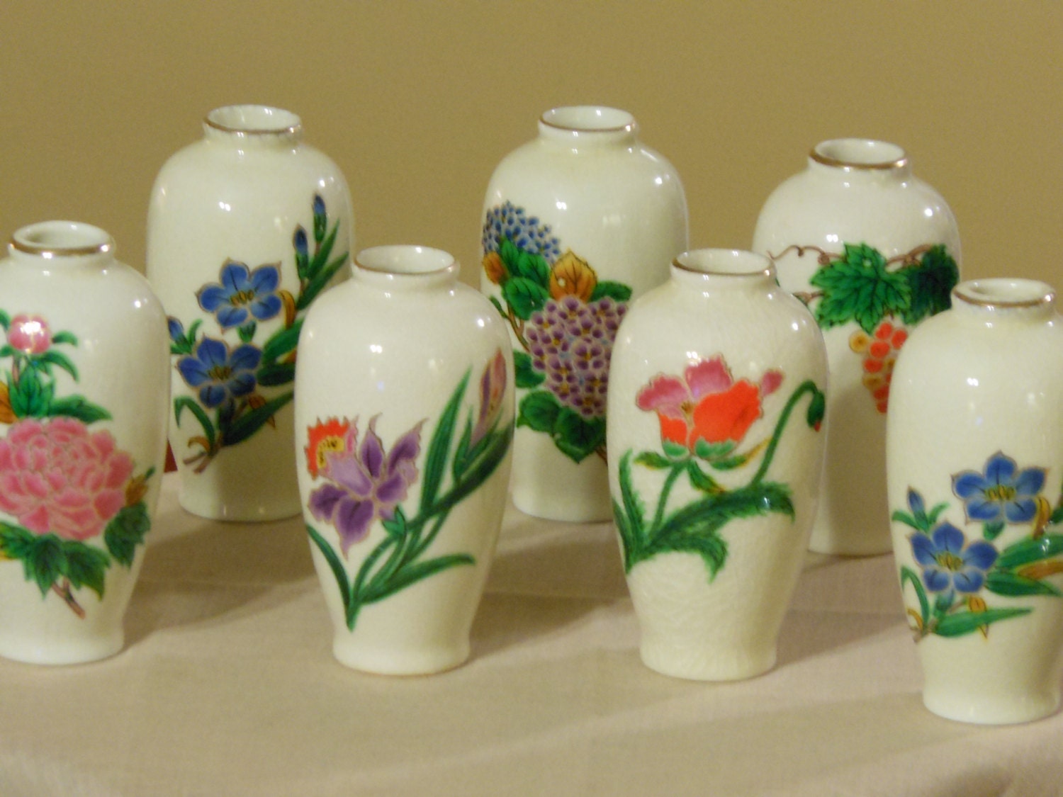 Seven Vintage Homco Bud Vases