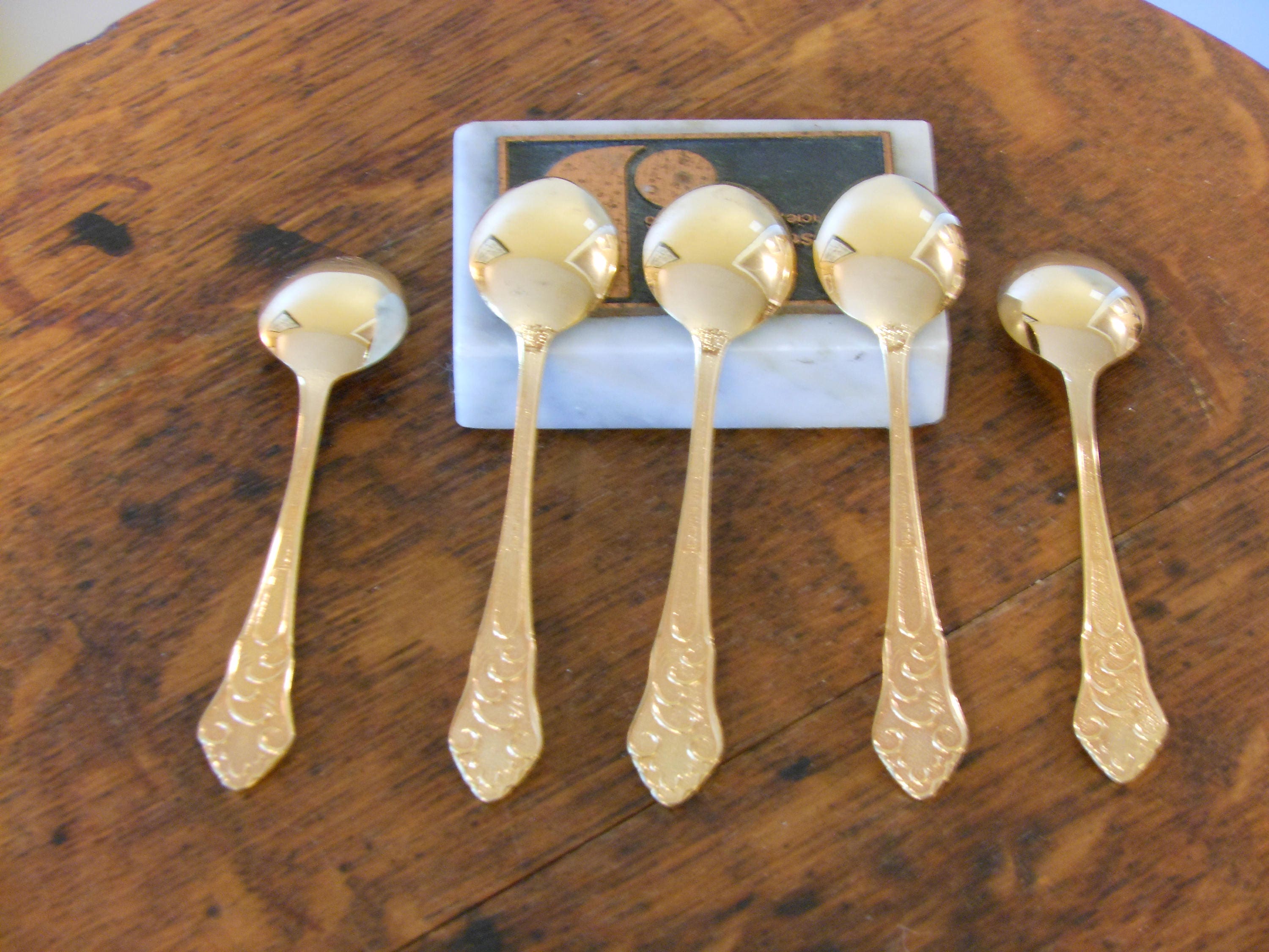 Five Golden Swedish Demitasse Spoons