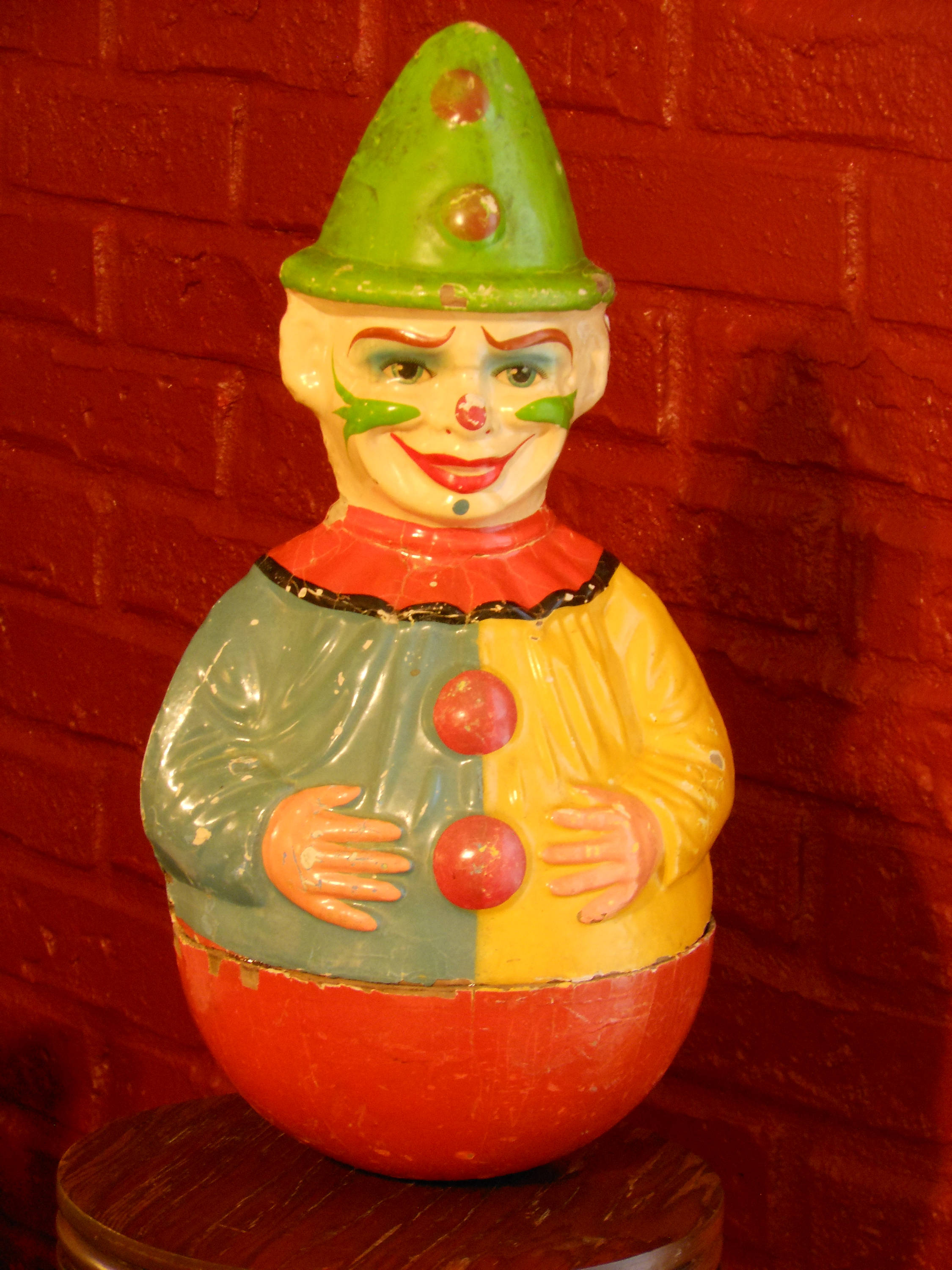 Antique Musical Papier Mache Roly-Poly Clown by Schoenhut (Circa 1900/1910)
