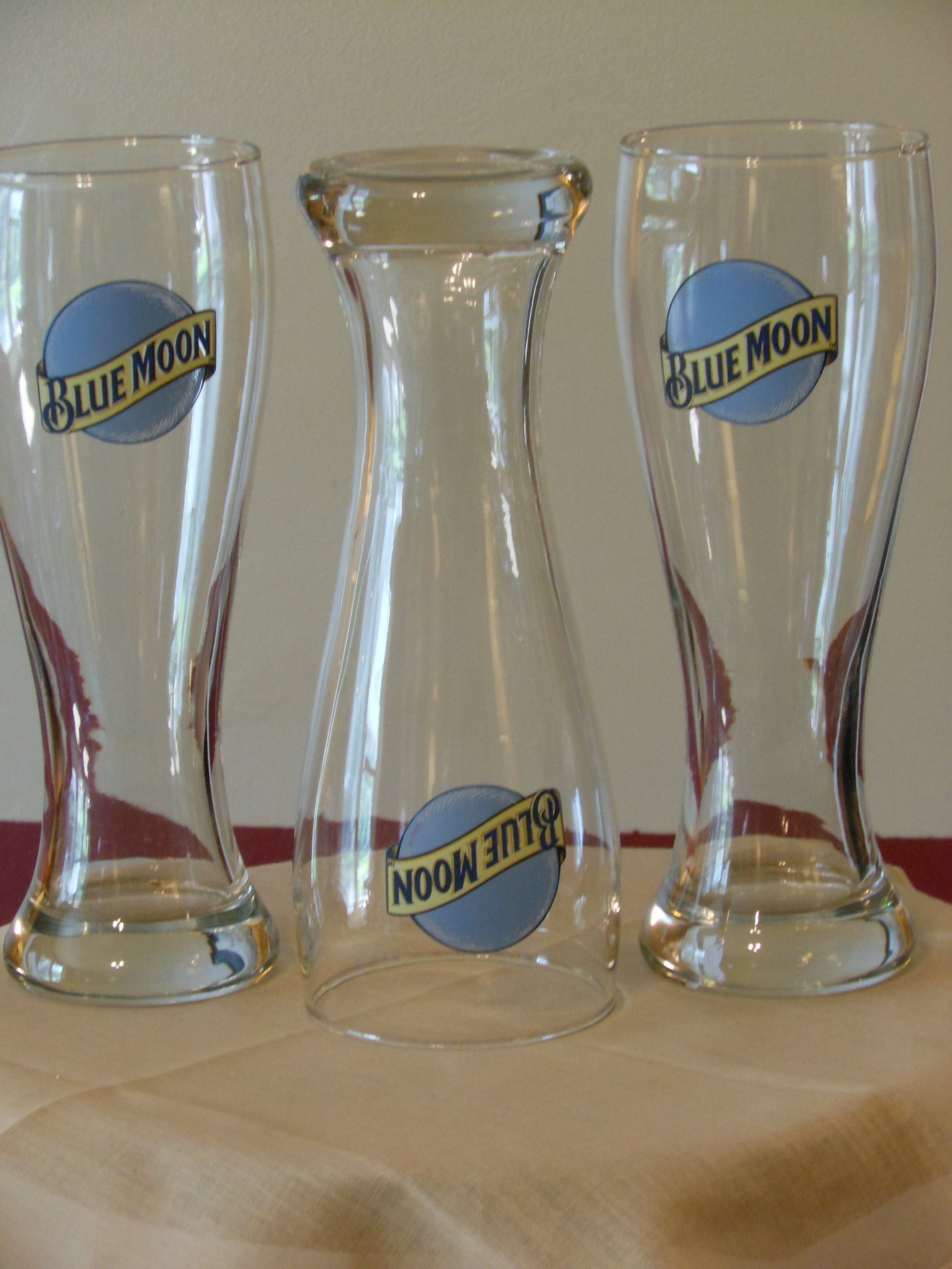 Three Blue Moon Pilsner Glasses