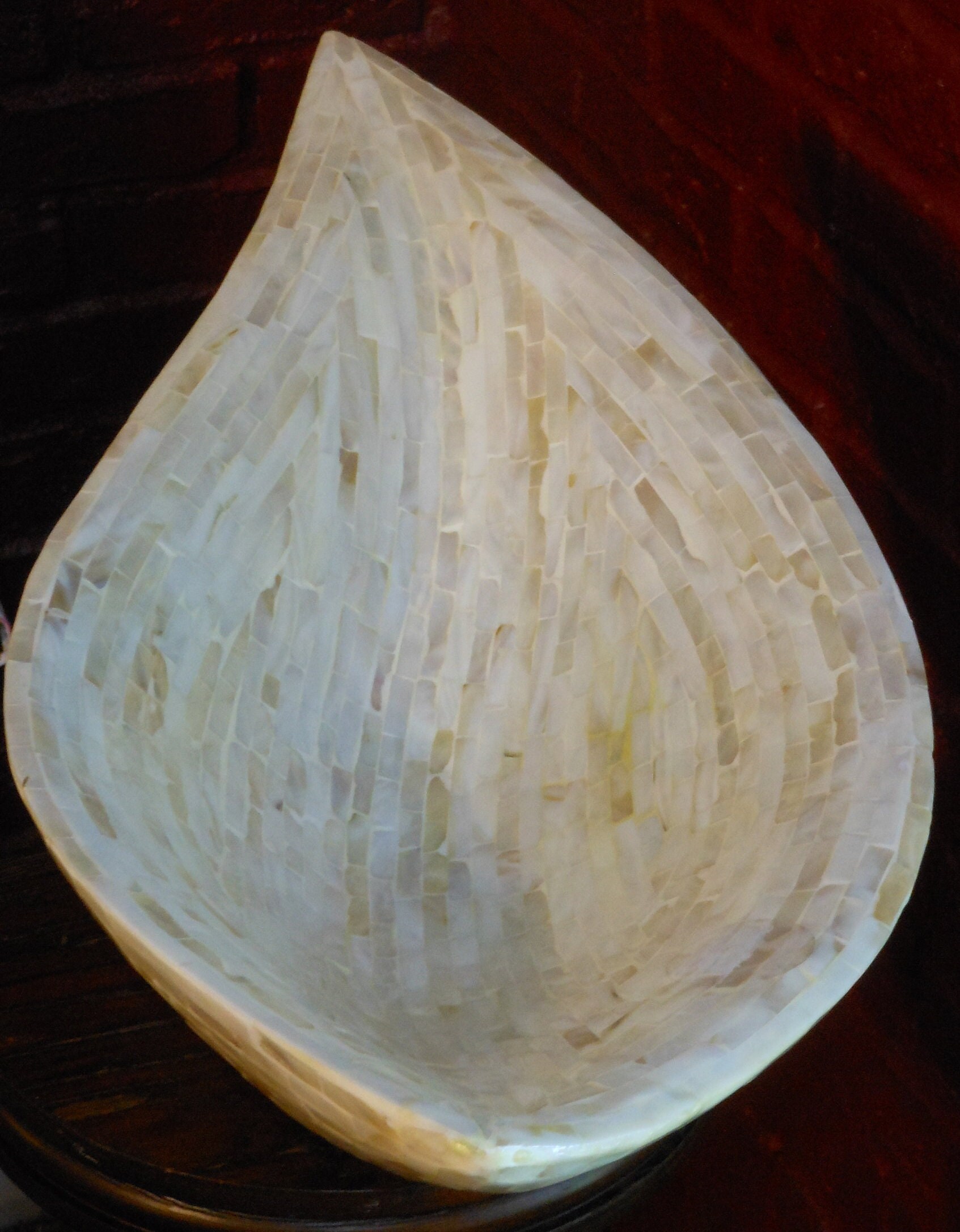 Large Faux Shell Resin Elliptical Bowl