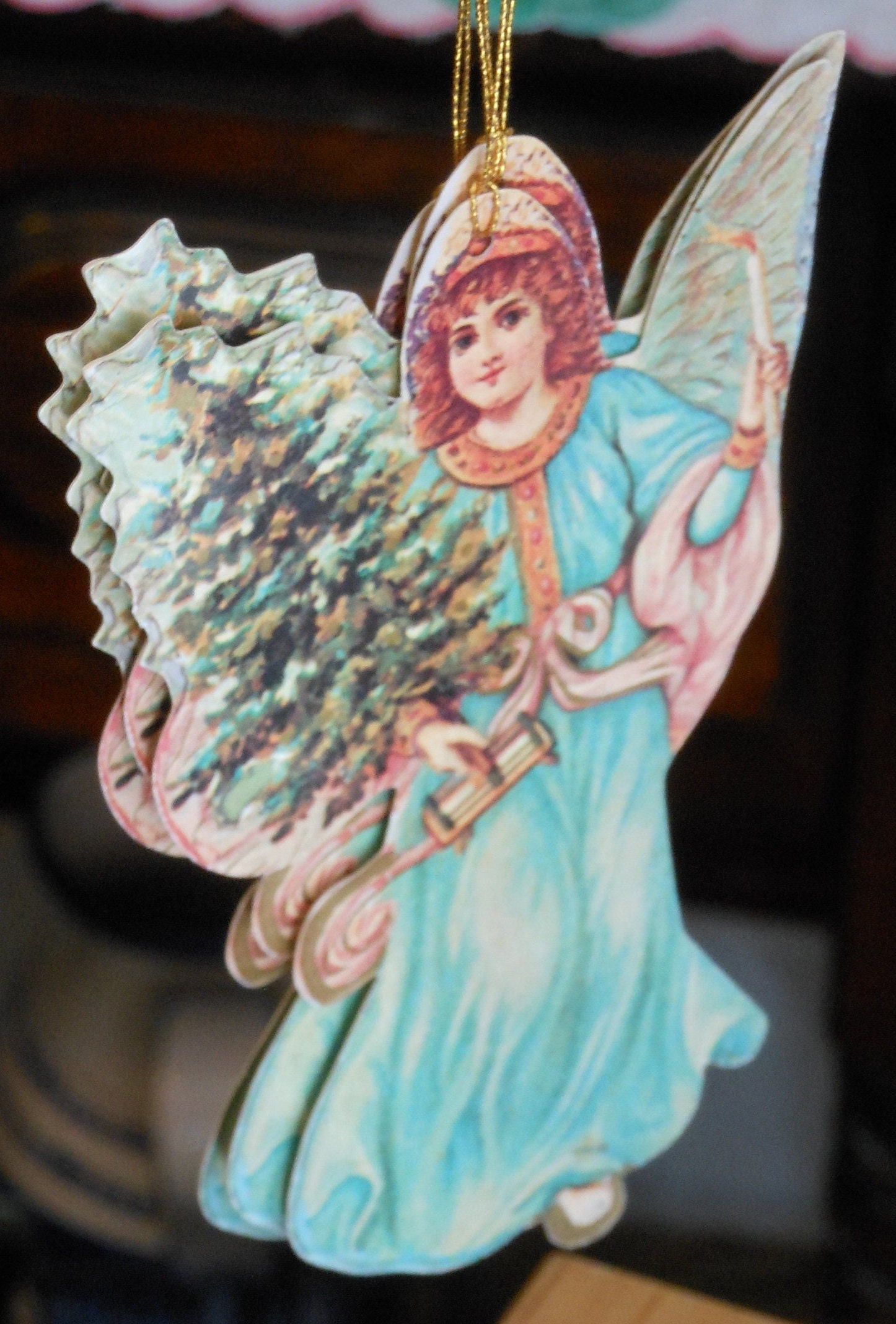 One Dozen Die Cut Paper/Cardboard Christmas Angel Ornaments