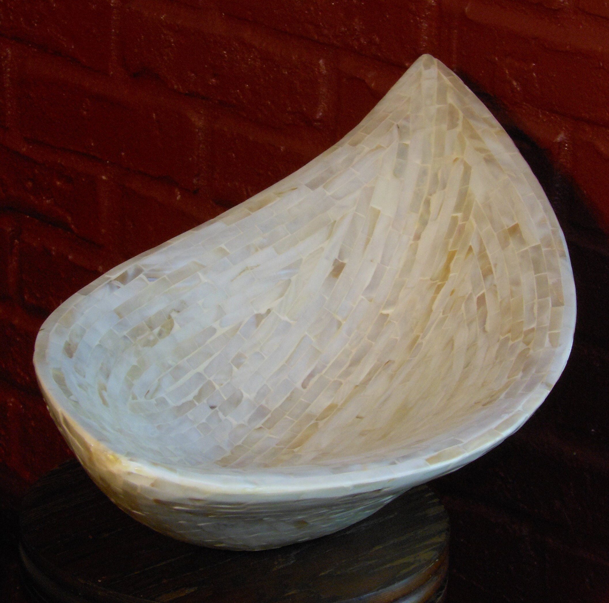 Large Faux Shell Resin Elliptical Bowl