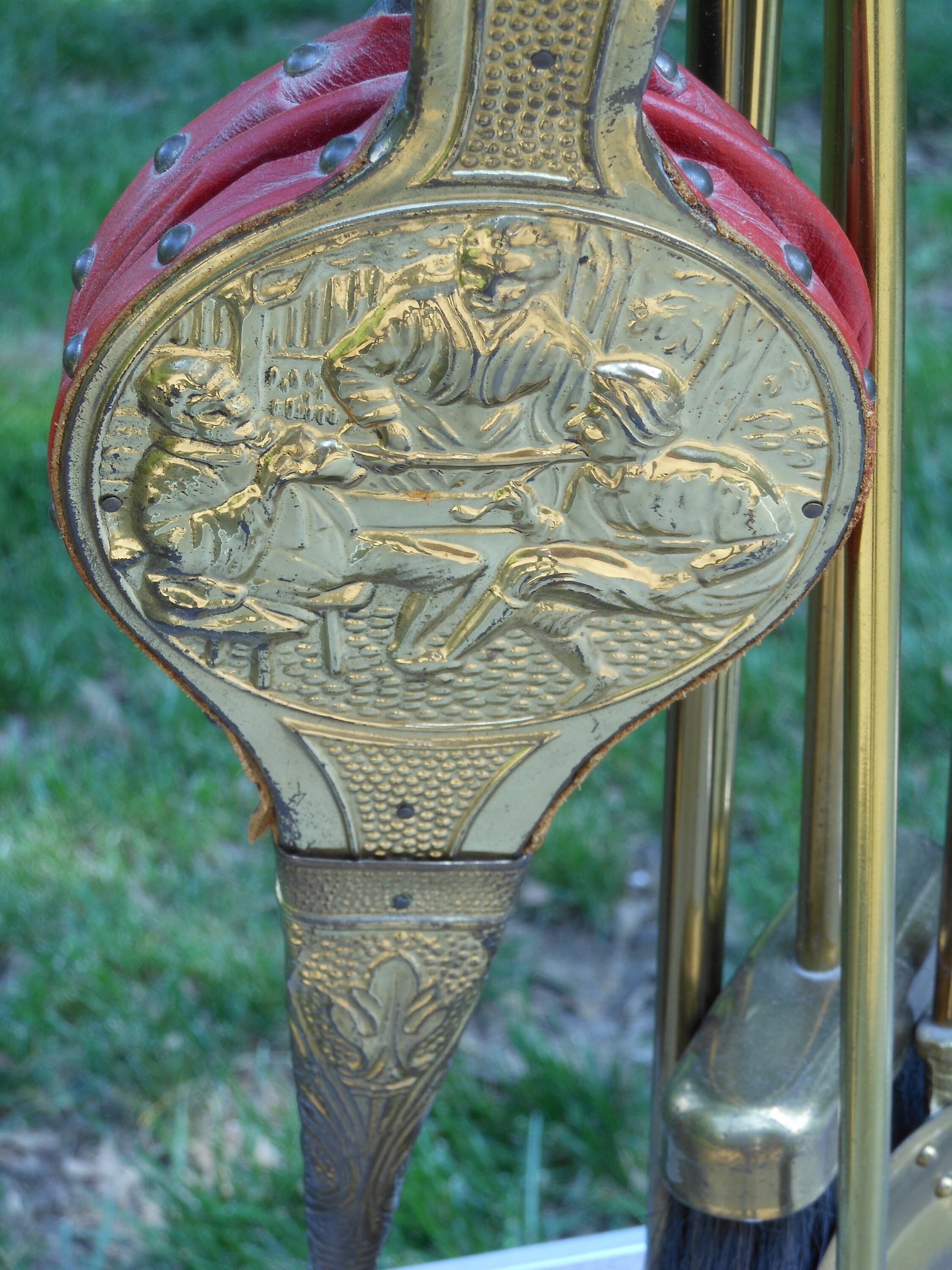 Complete Set of Vintage Brass Fireplace Tools