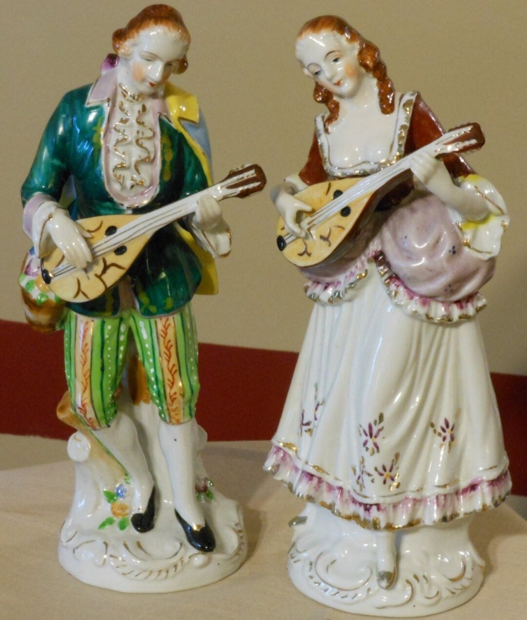 Porcelain 10 Inch Female and Male Mandolin Players - Etsy