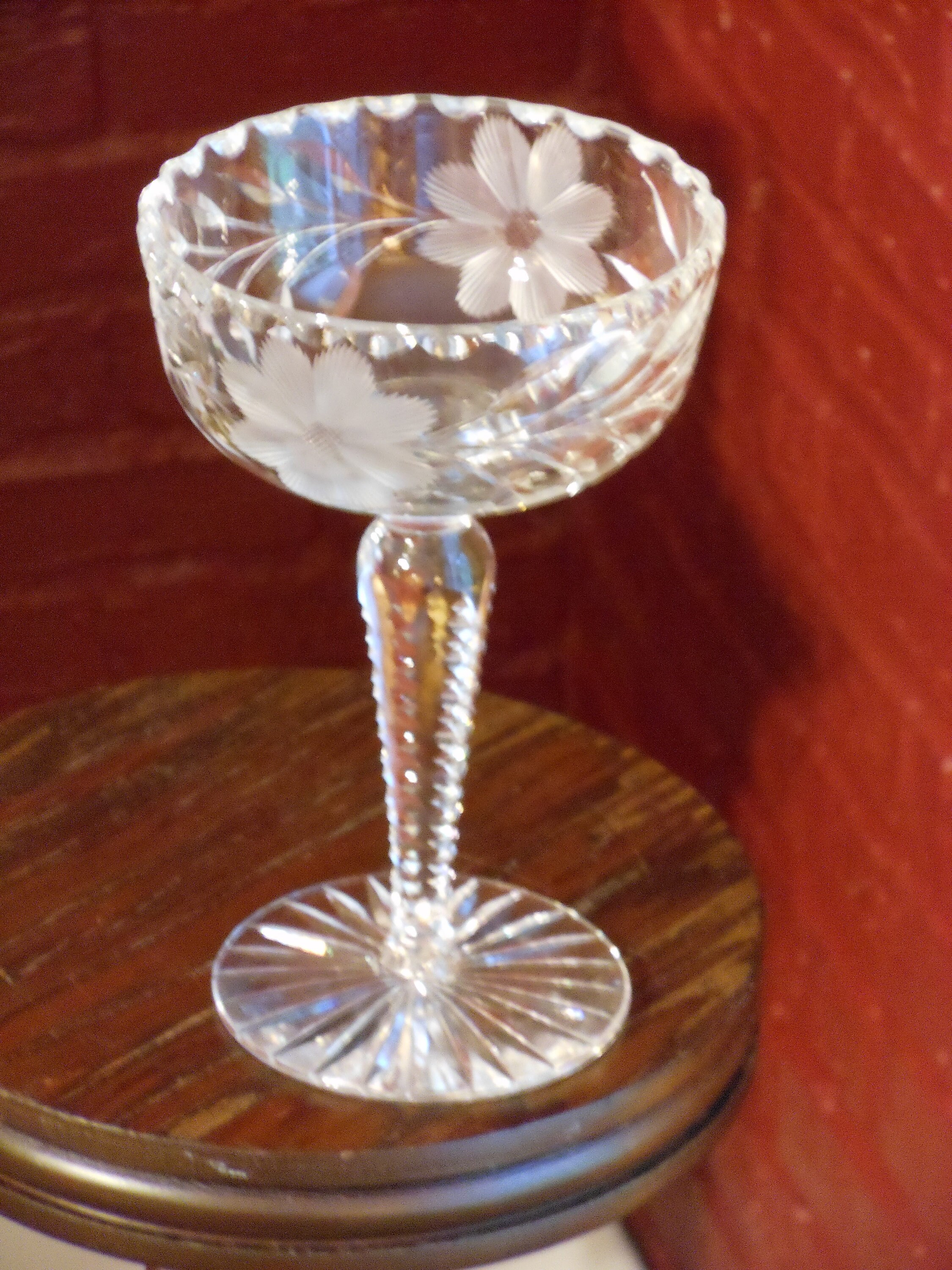 American Brilliant Period Long-Stemmed Etched Crystal Compote