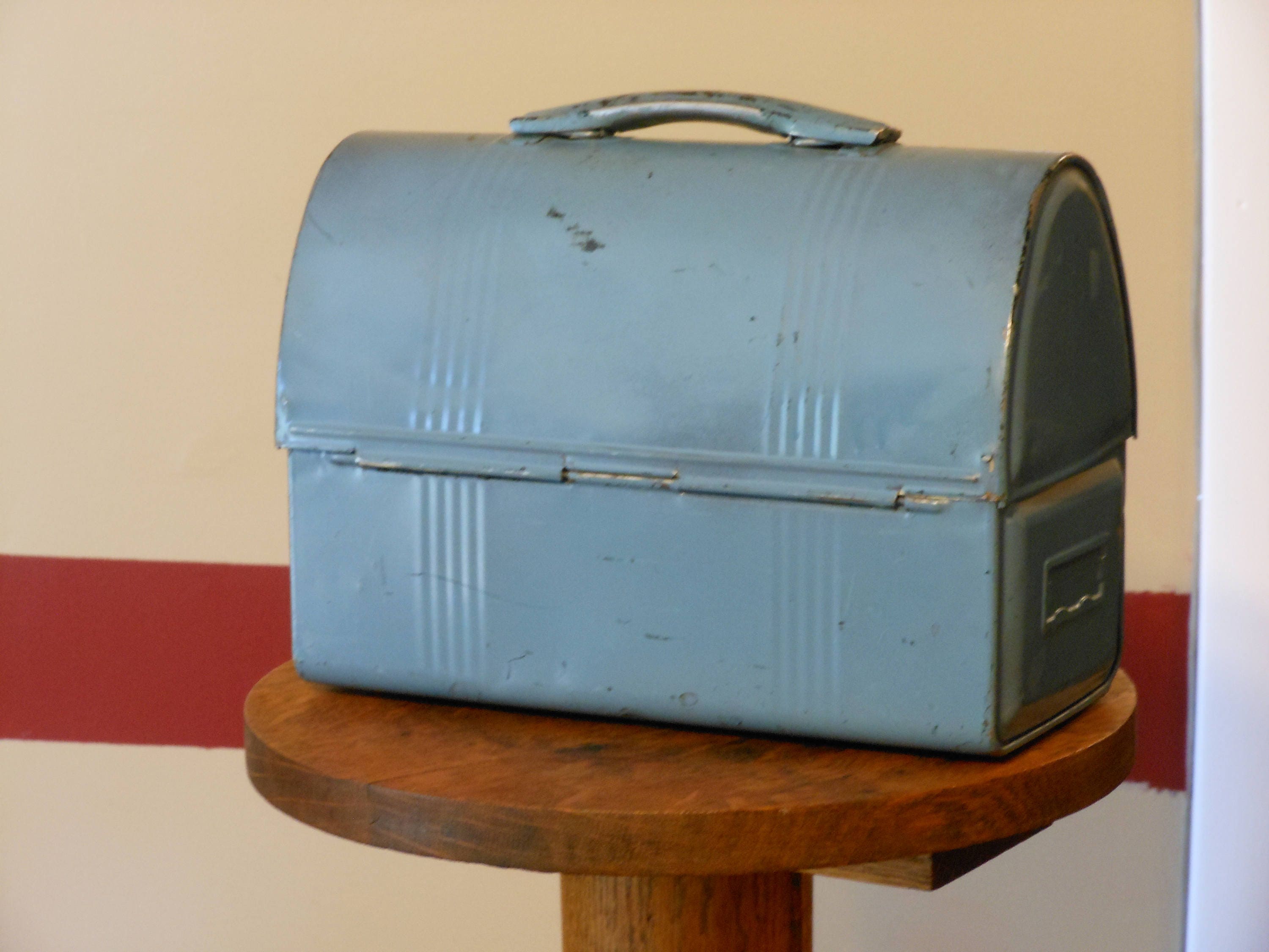 Fabric-Lined All-Metal Vintage Lunch Box