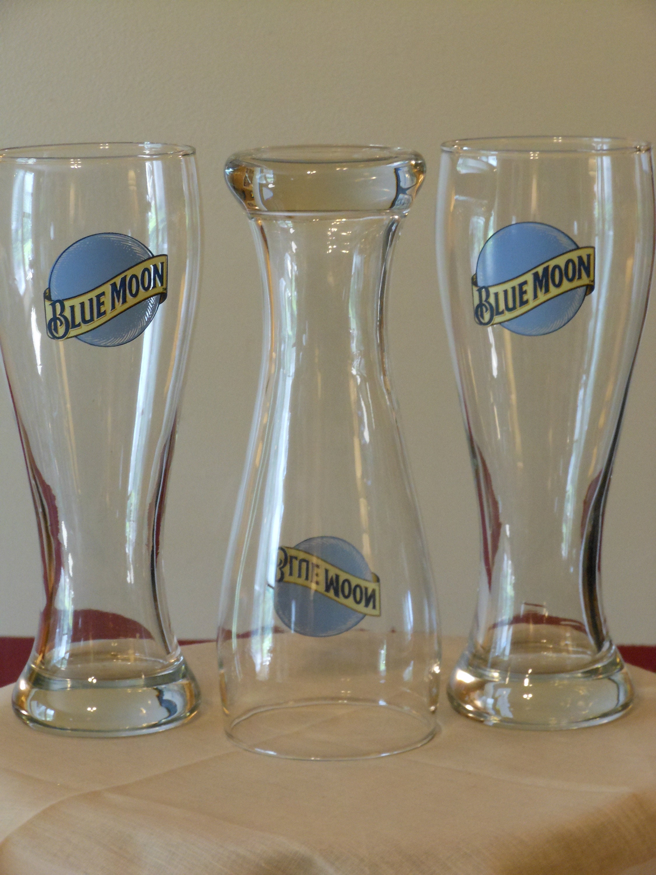 Three Blue Moon Pilsner Glasses