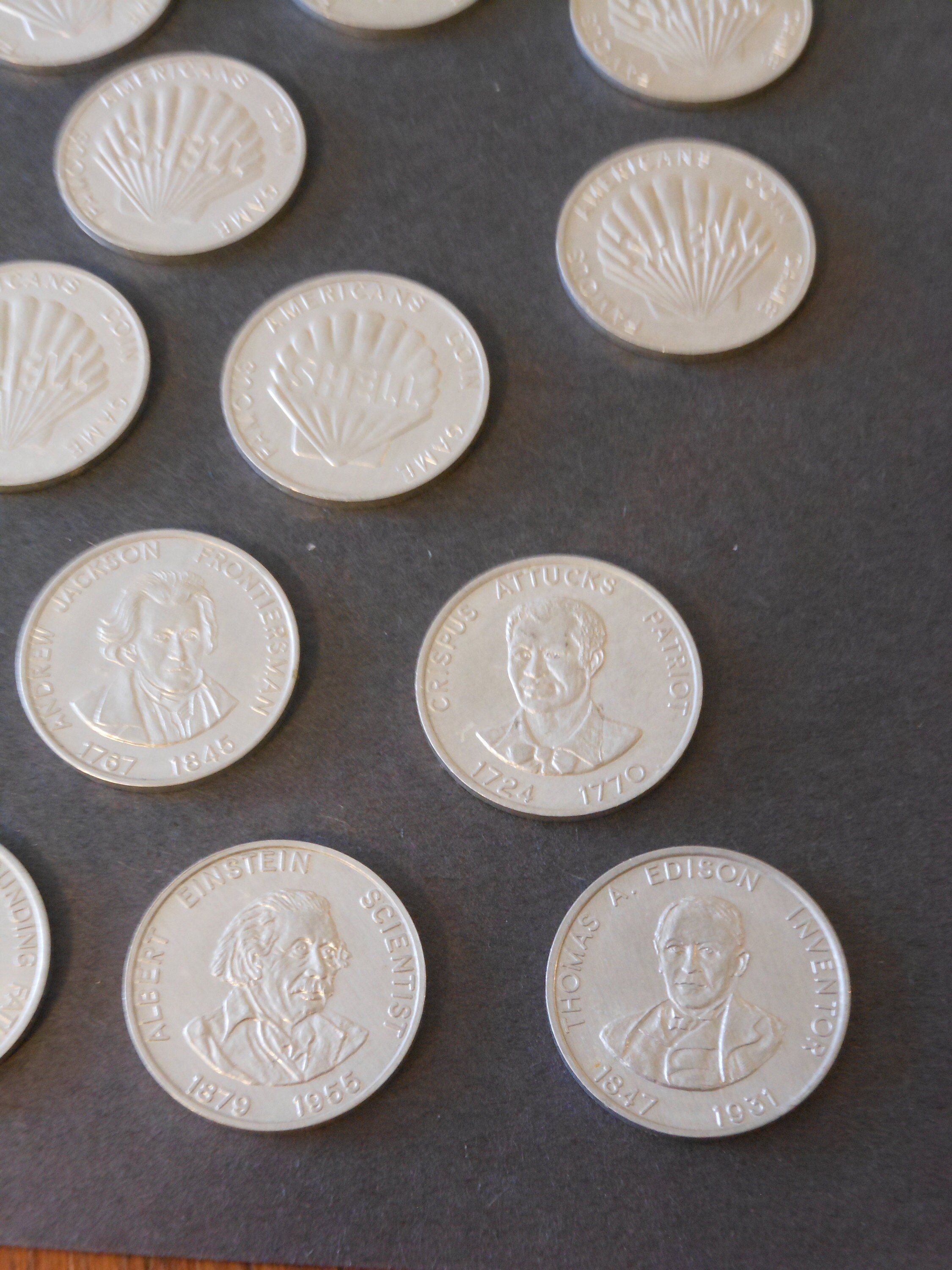 Shell Famous Americans Coin-Collecting Game -- 21 Coins
