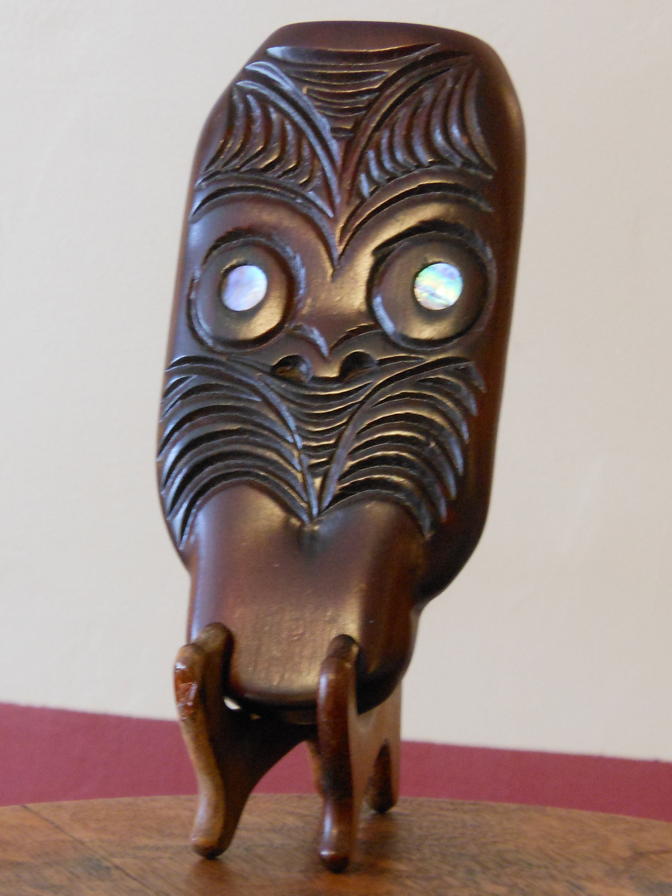 Hand Carved Koruru Matai Wood House Guardian