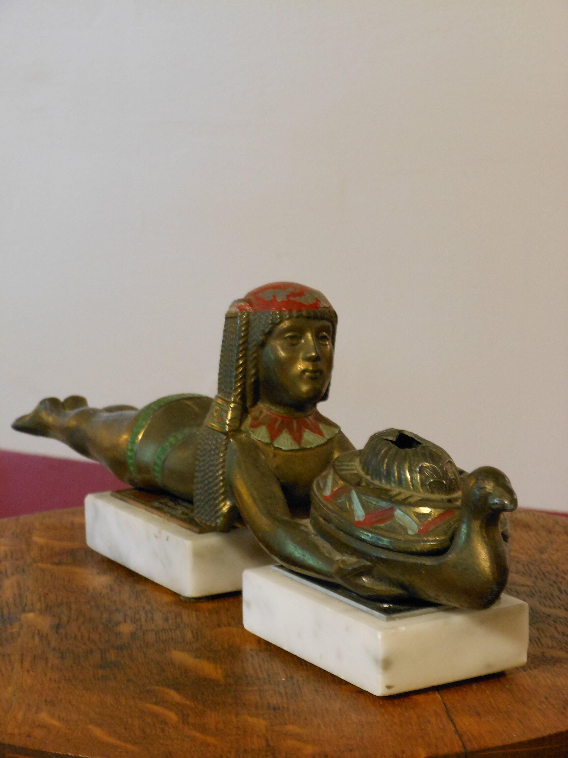 Vintage Bronze Egyptian Revival Ronson Princess Queen Incense Burner