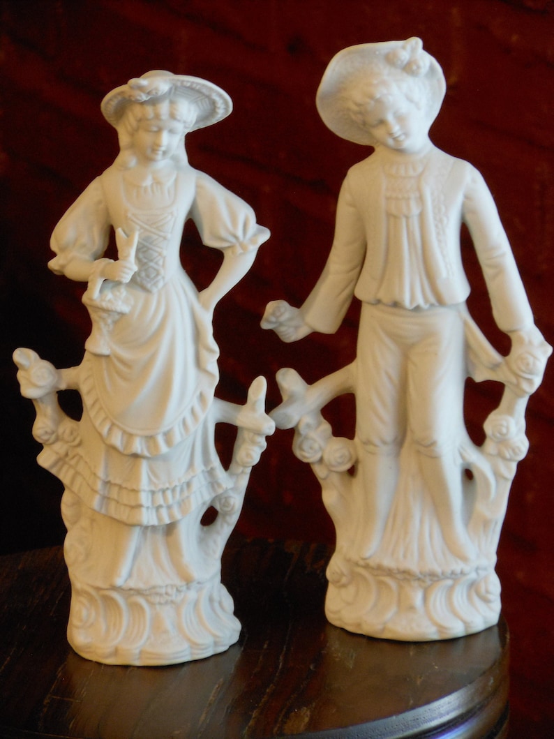 Two White Bisque Porcelain Mold Figurines boy & Girl - Etsy
