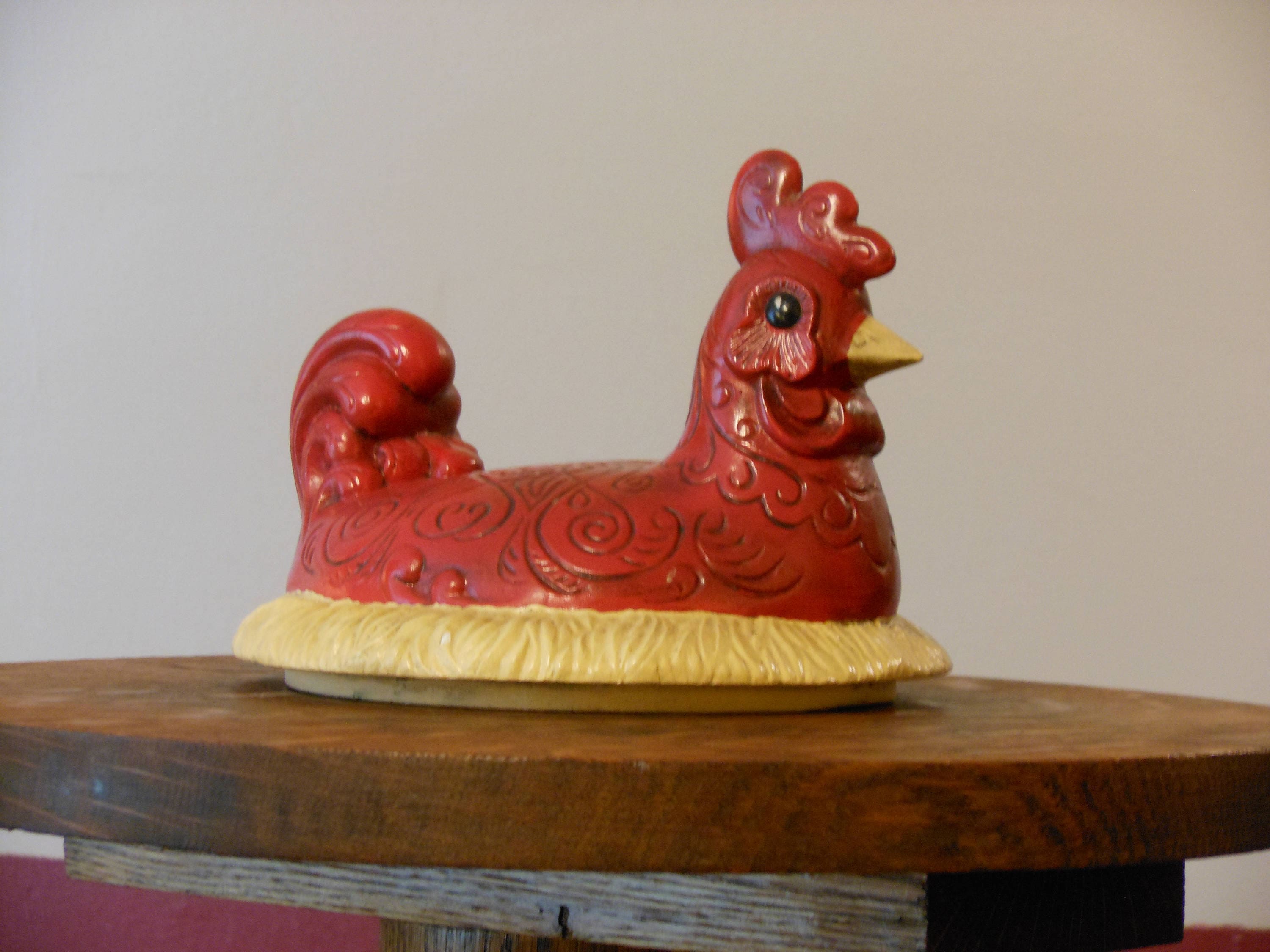 Ceramic Red Chicken Cover/Lid
