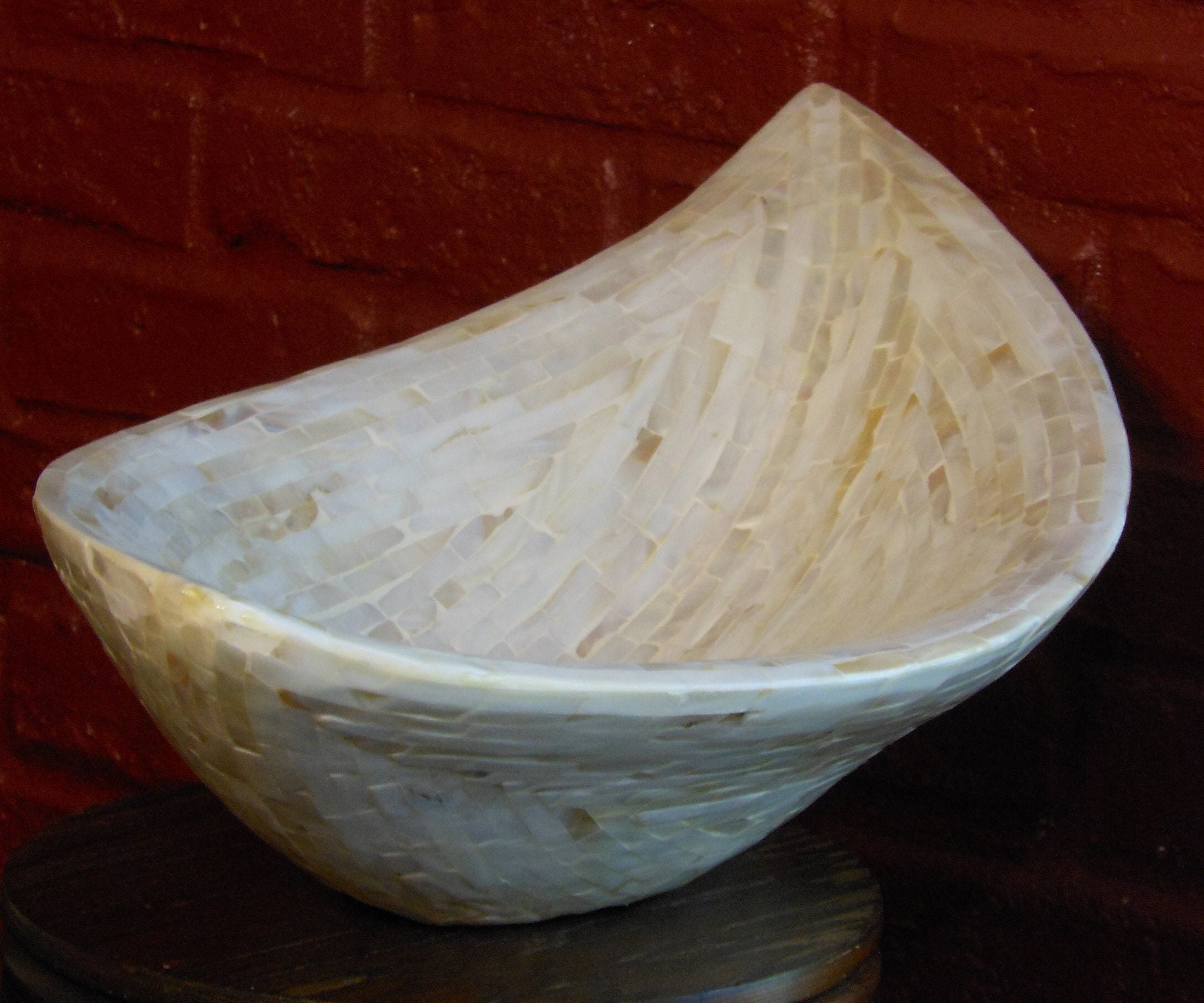 Large Faux Shell Resin Elliptical Bowl