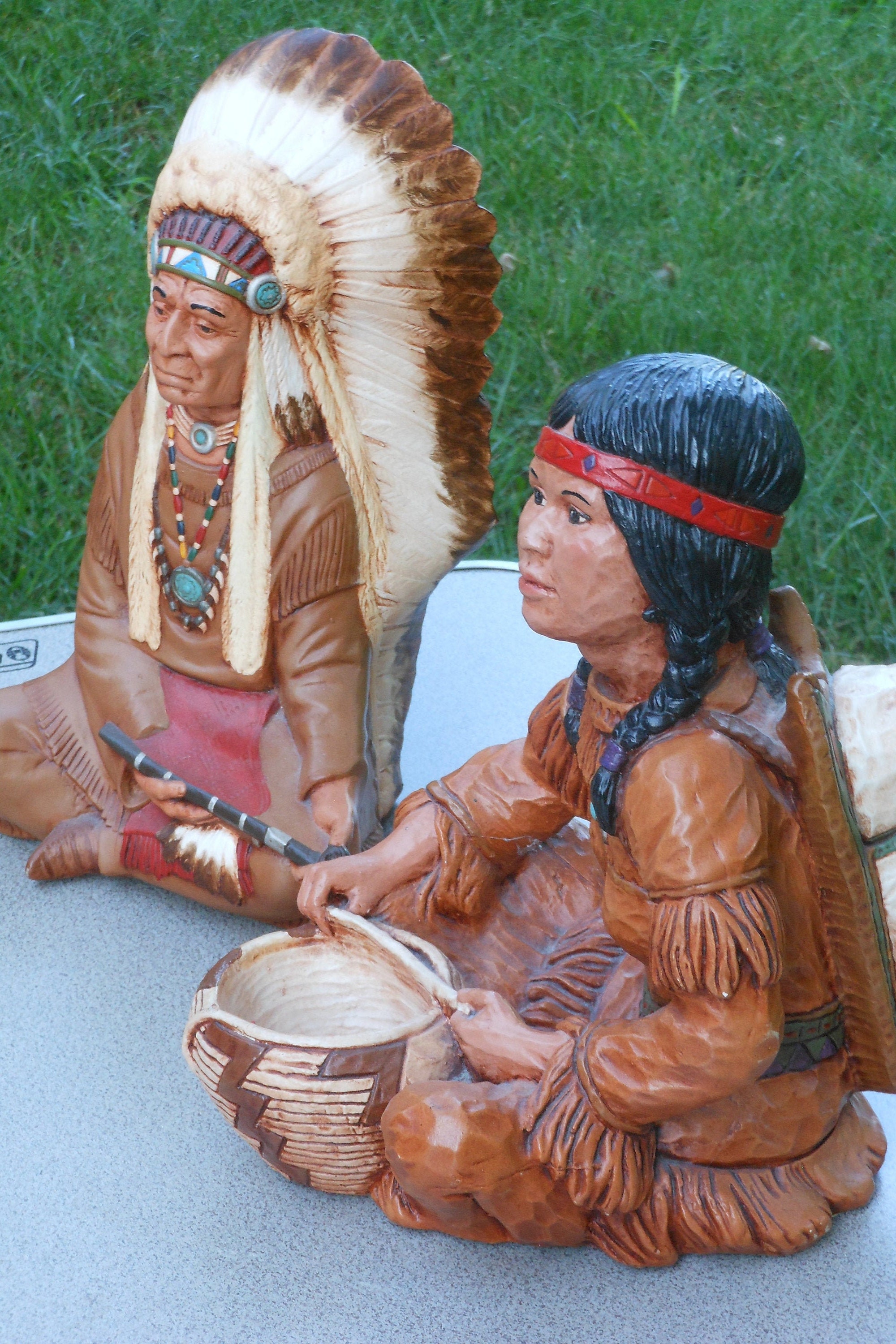 Large Homco Native American Chalk Figures