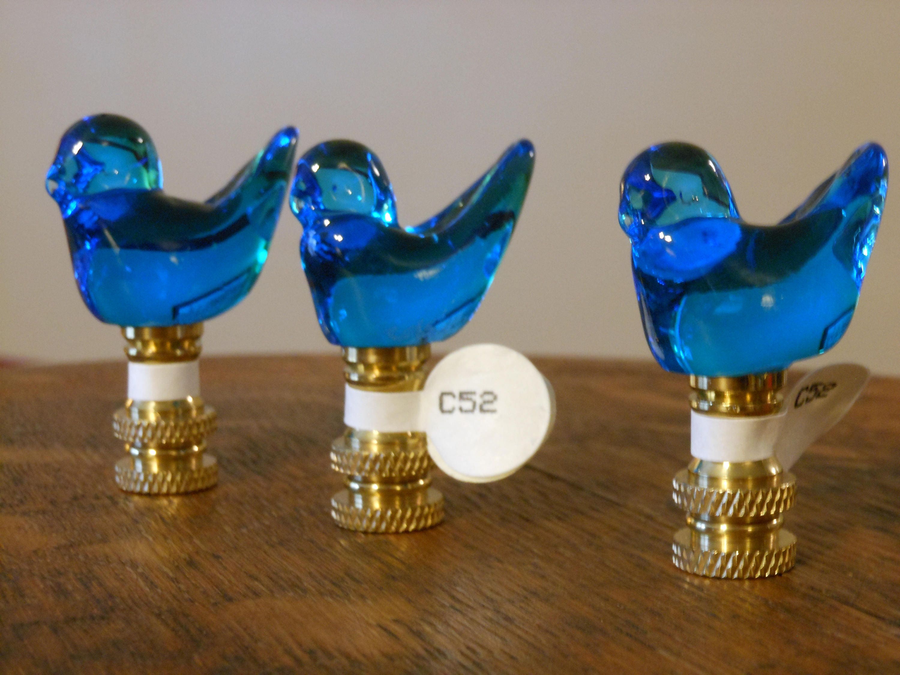 Three Blue Bird Lamp Finials