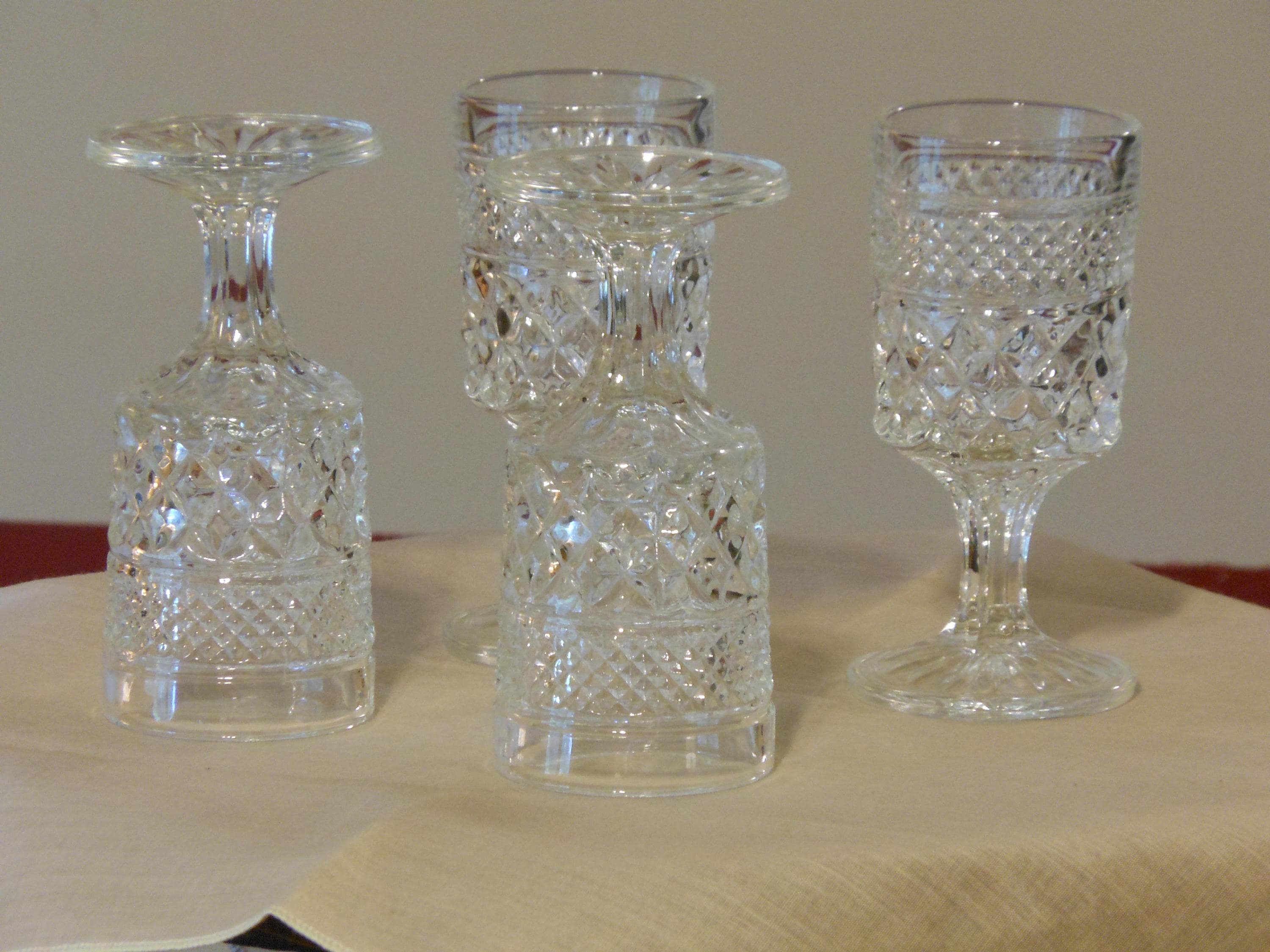 Set of Four Cut Crystal Stemmed Aperitif Glasses