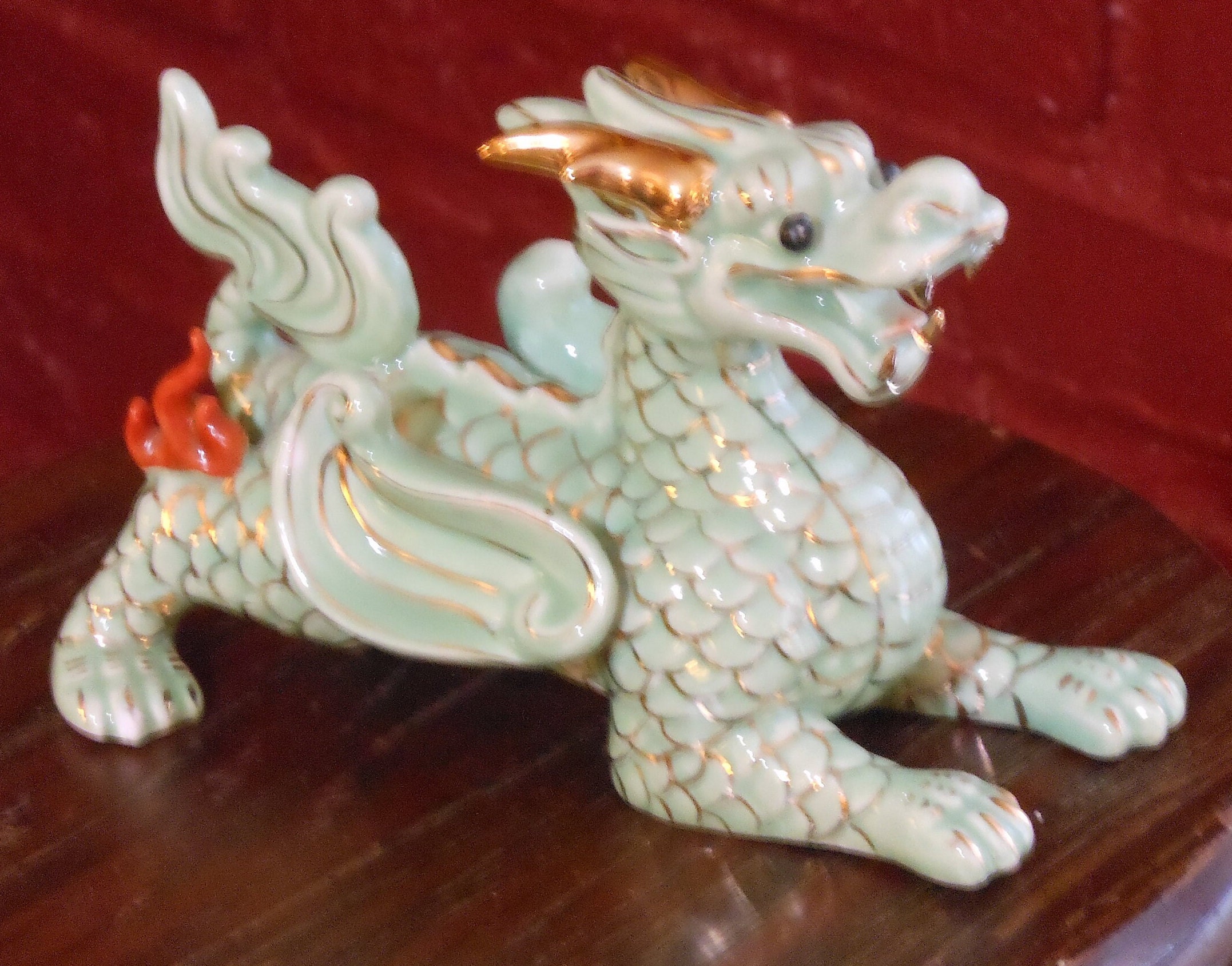 White and Gold Hand Painted Porcelain Dragon
