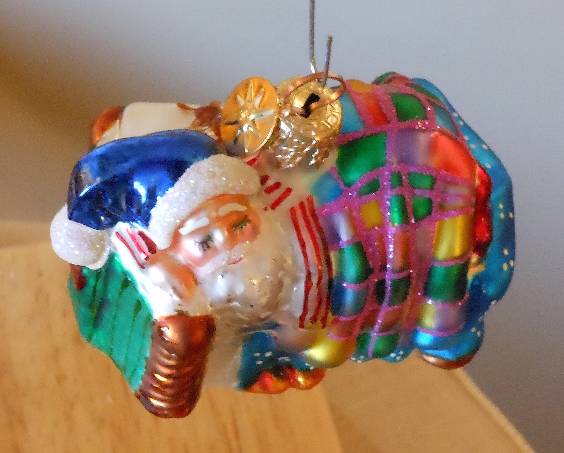 Christopher Radko Little Gems Collection. Sleeping Santa Glass Ornament.