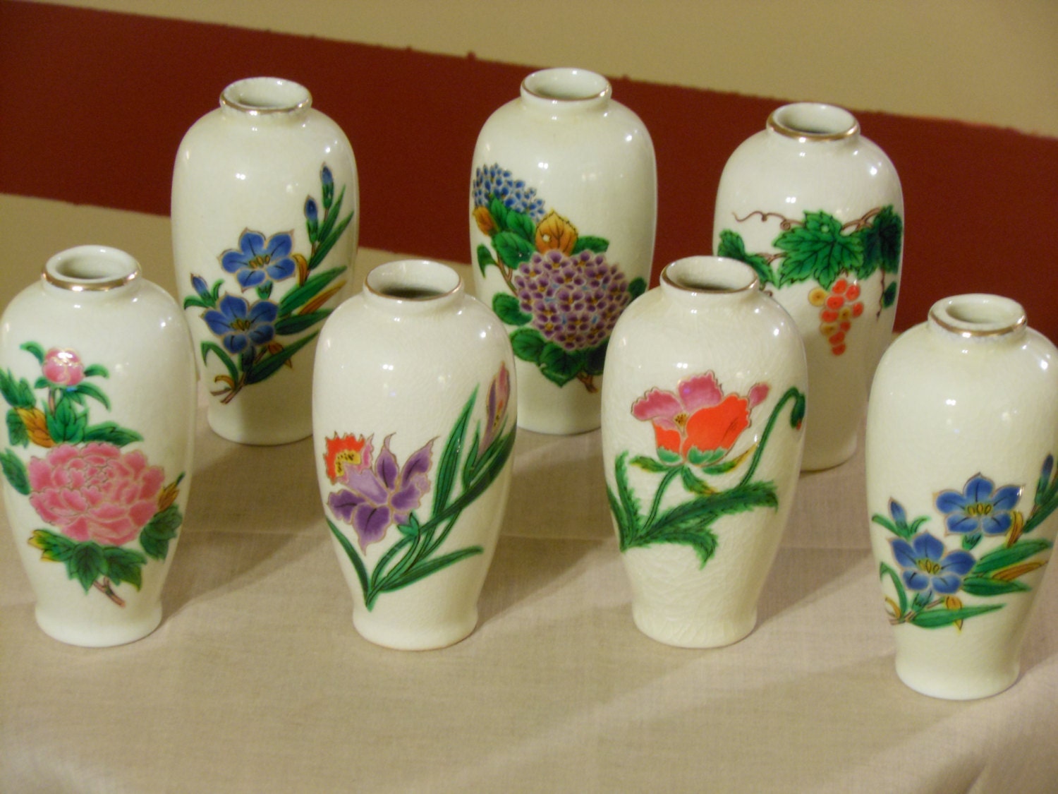 Seven Vintage Homco Bud Vases