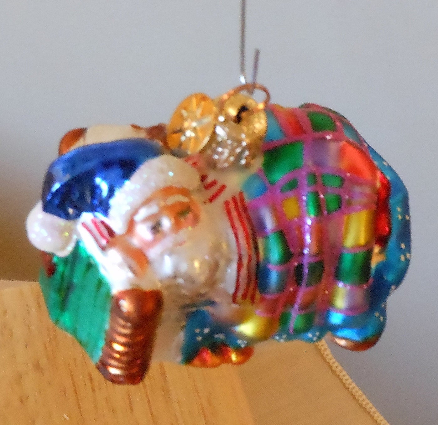 Christopher Radko Little Gems Collection. Sleeping Santa Glass Ornament.