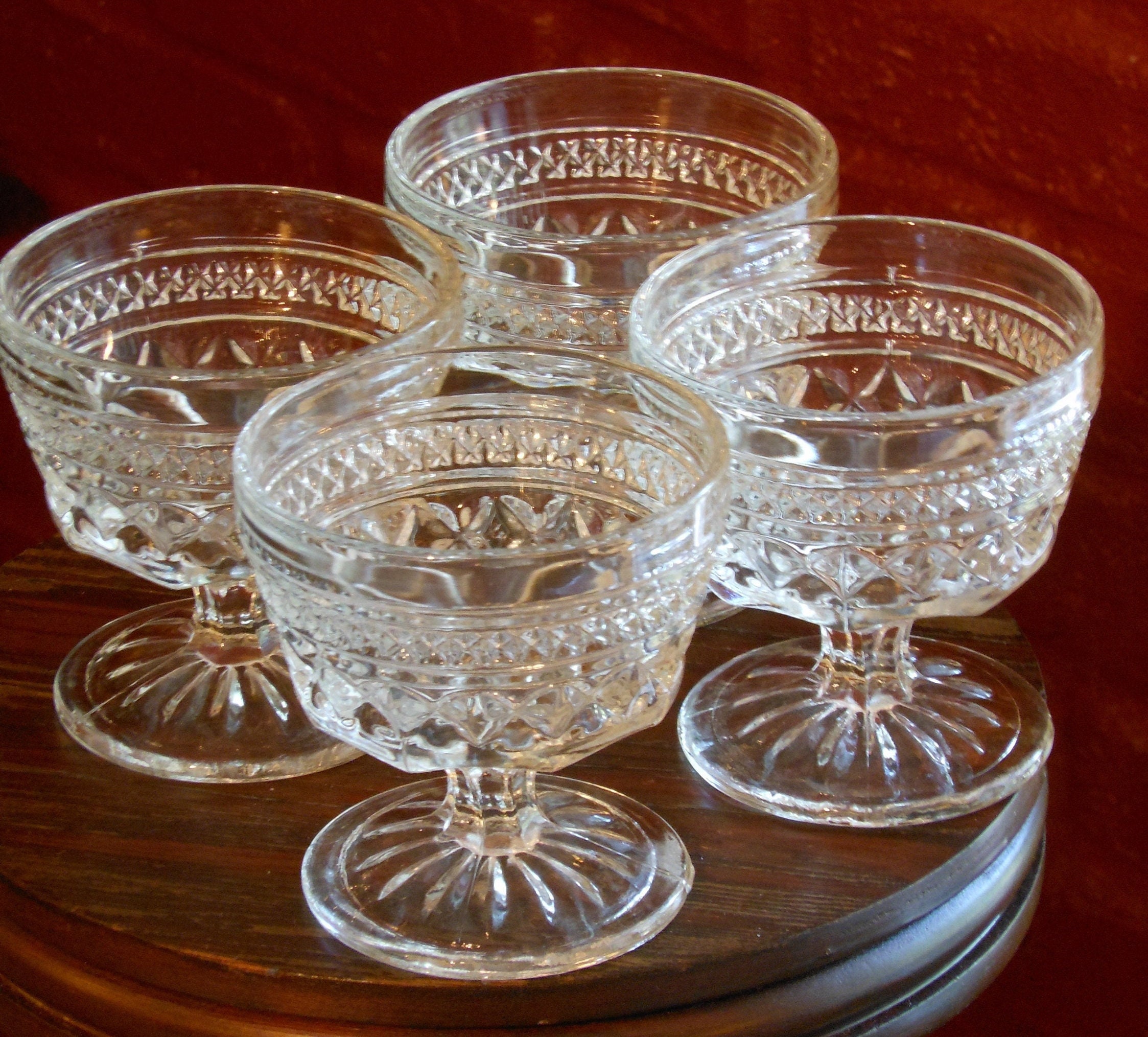 Four Cut Crystal Sherbet Cups