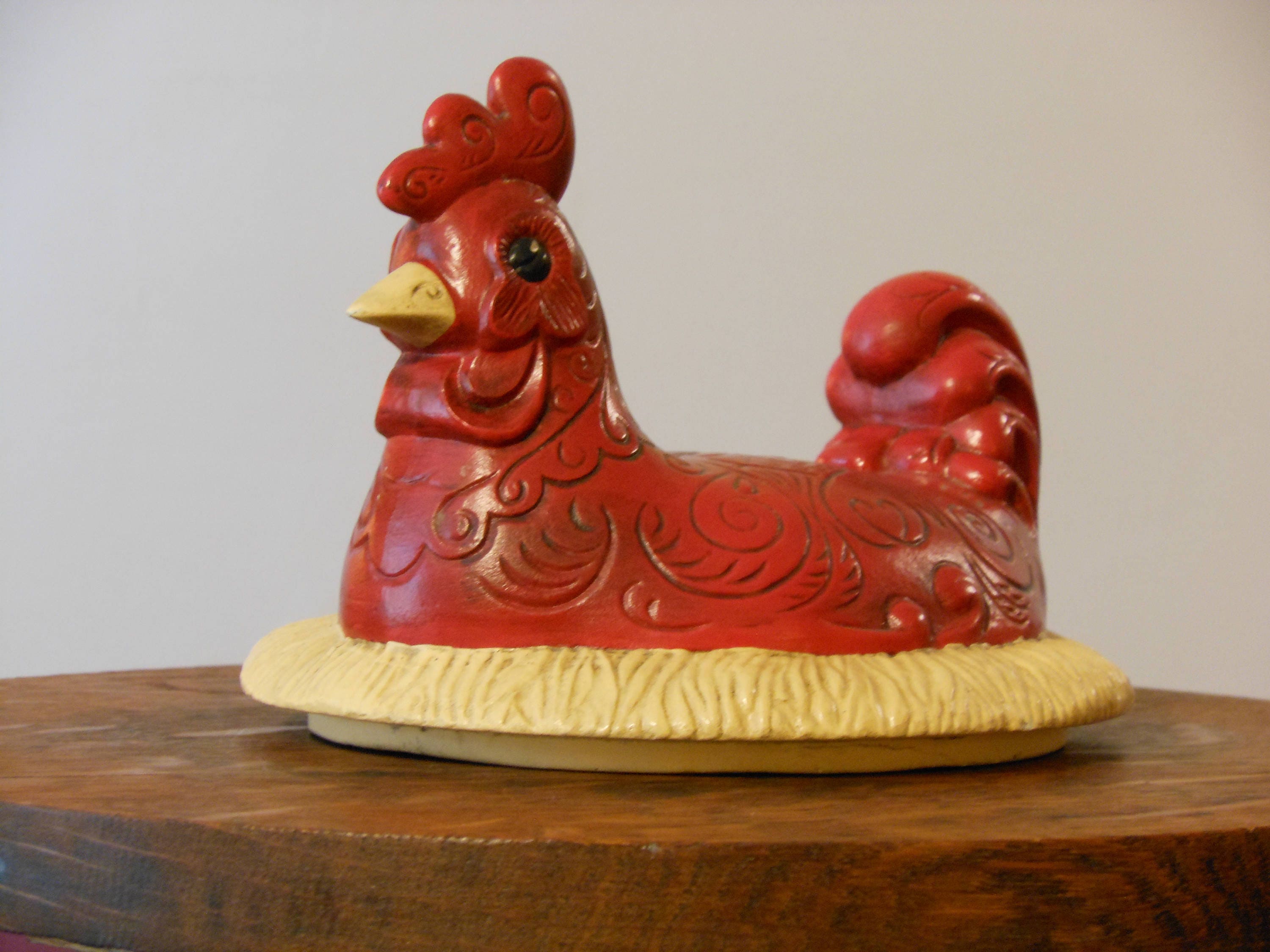 Ceramic Red Chicken Cover/Lid