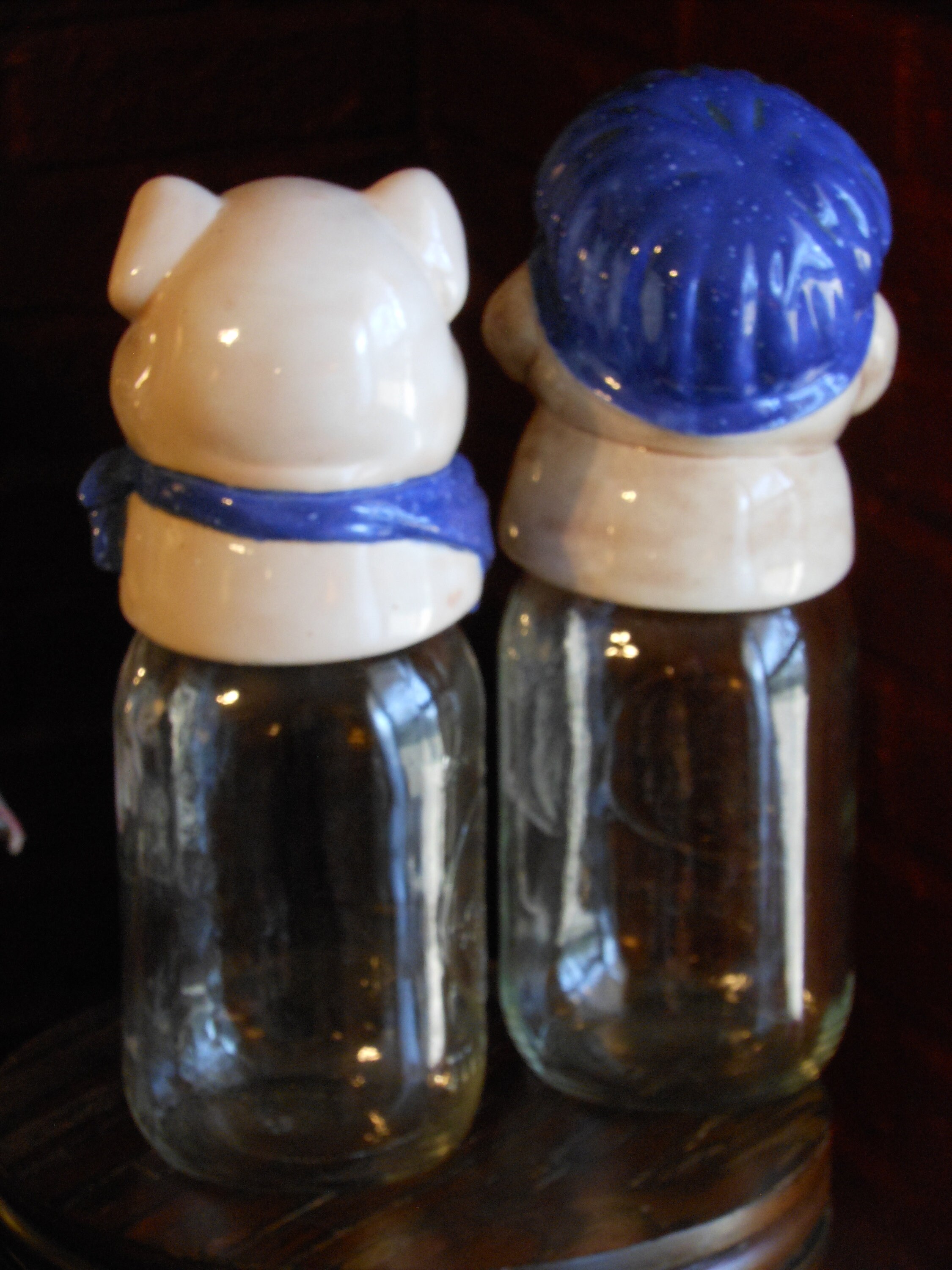 Glass Jars w/ Ceramic Pig Faces