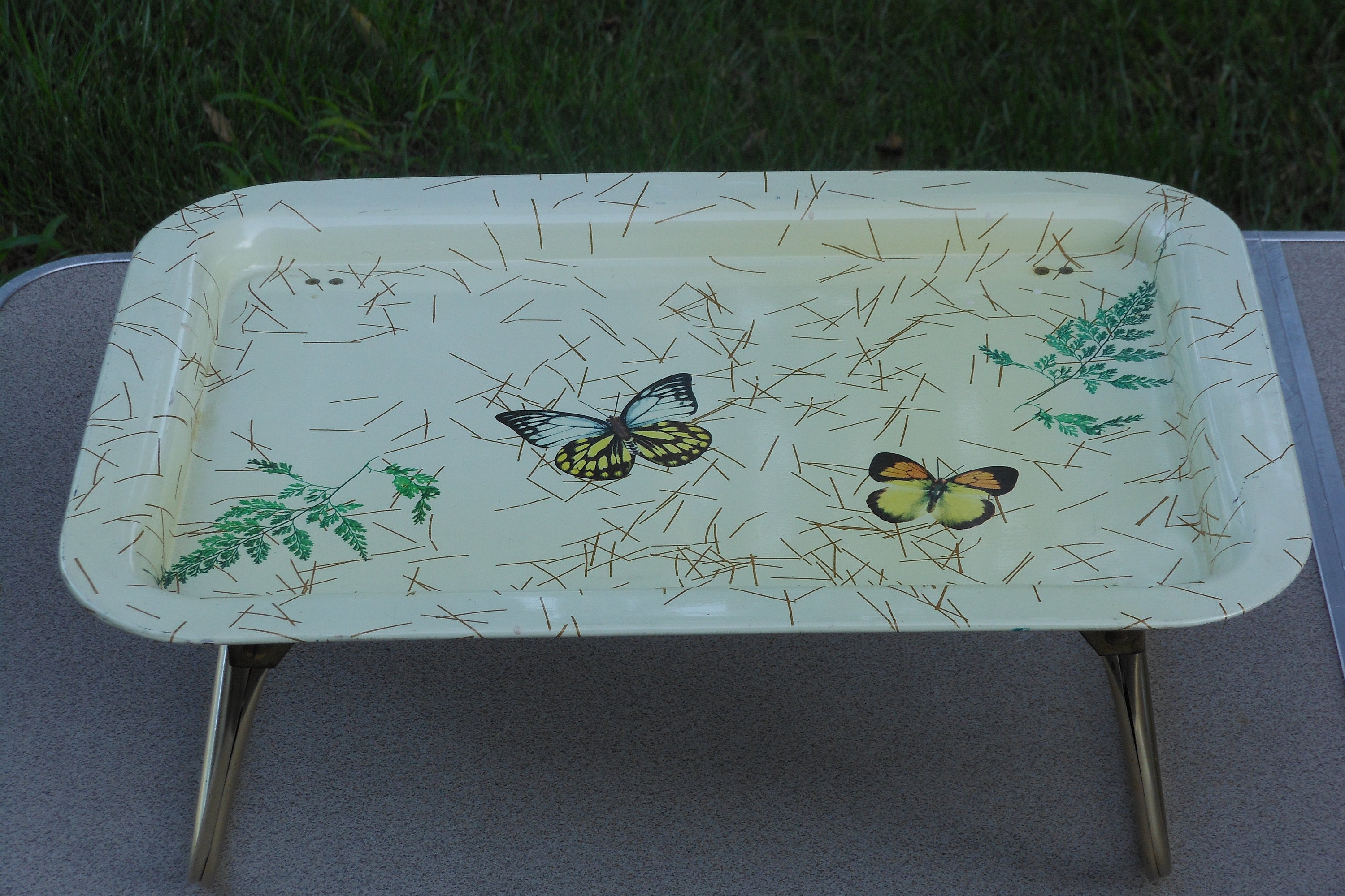Folding Metal Vintage Butterfly Tray