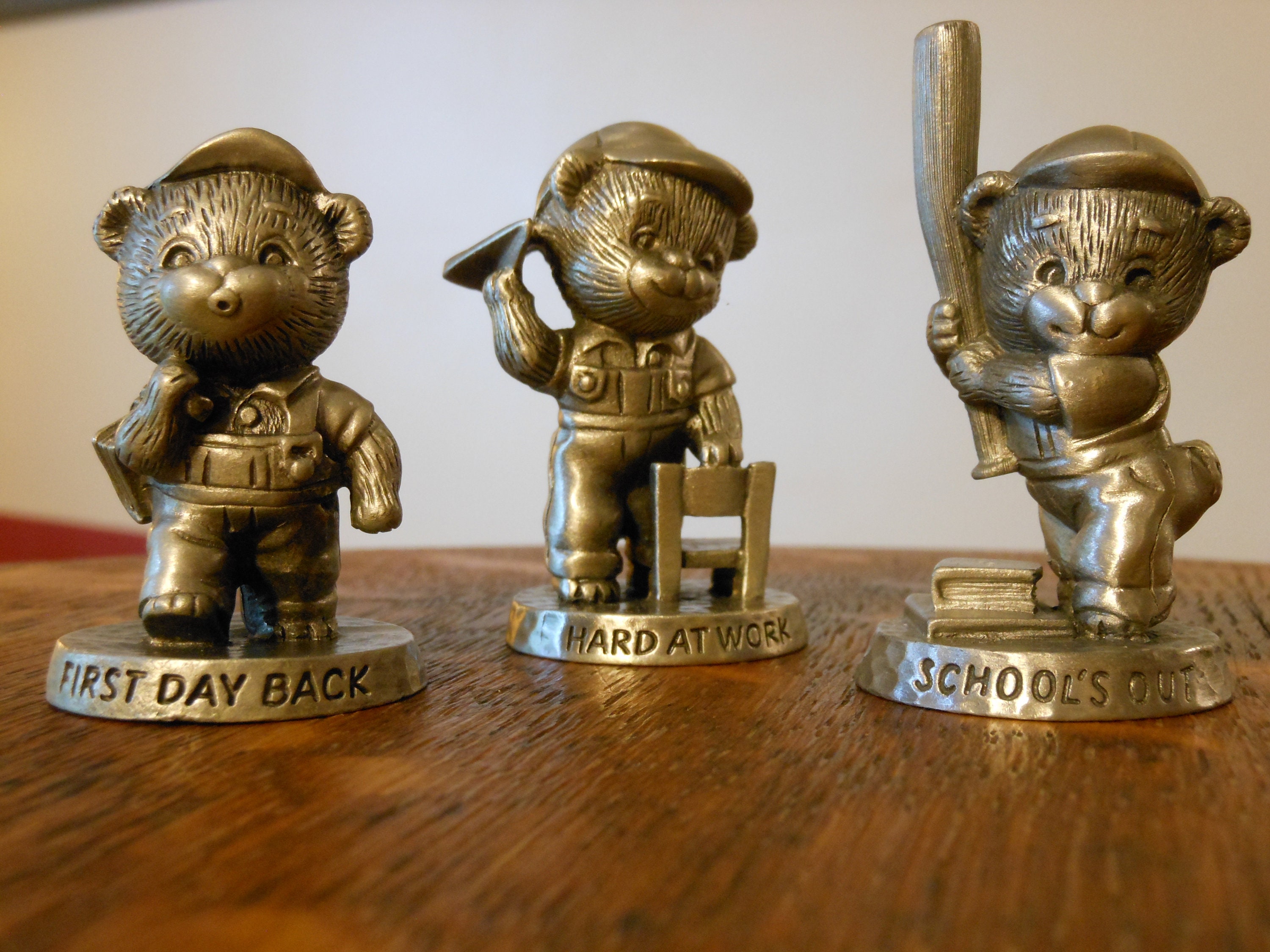Three Avon Pewter Bears