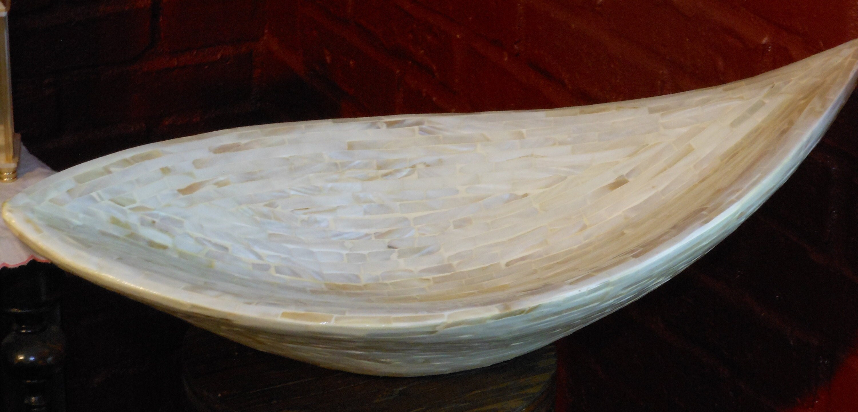 Large Faux Shell Resin Elliptical Bowl