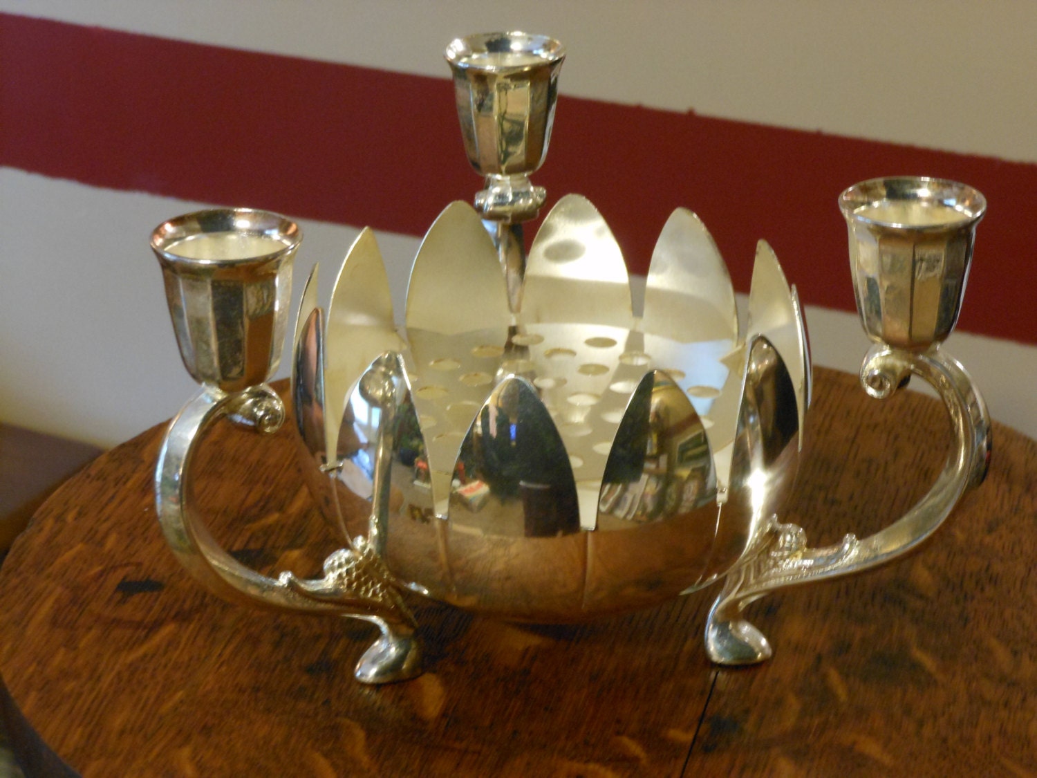 F.B. Rogers Silver Plate Lotus Centerpiece. Italy.