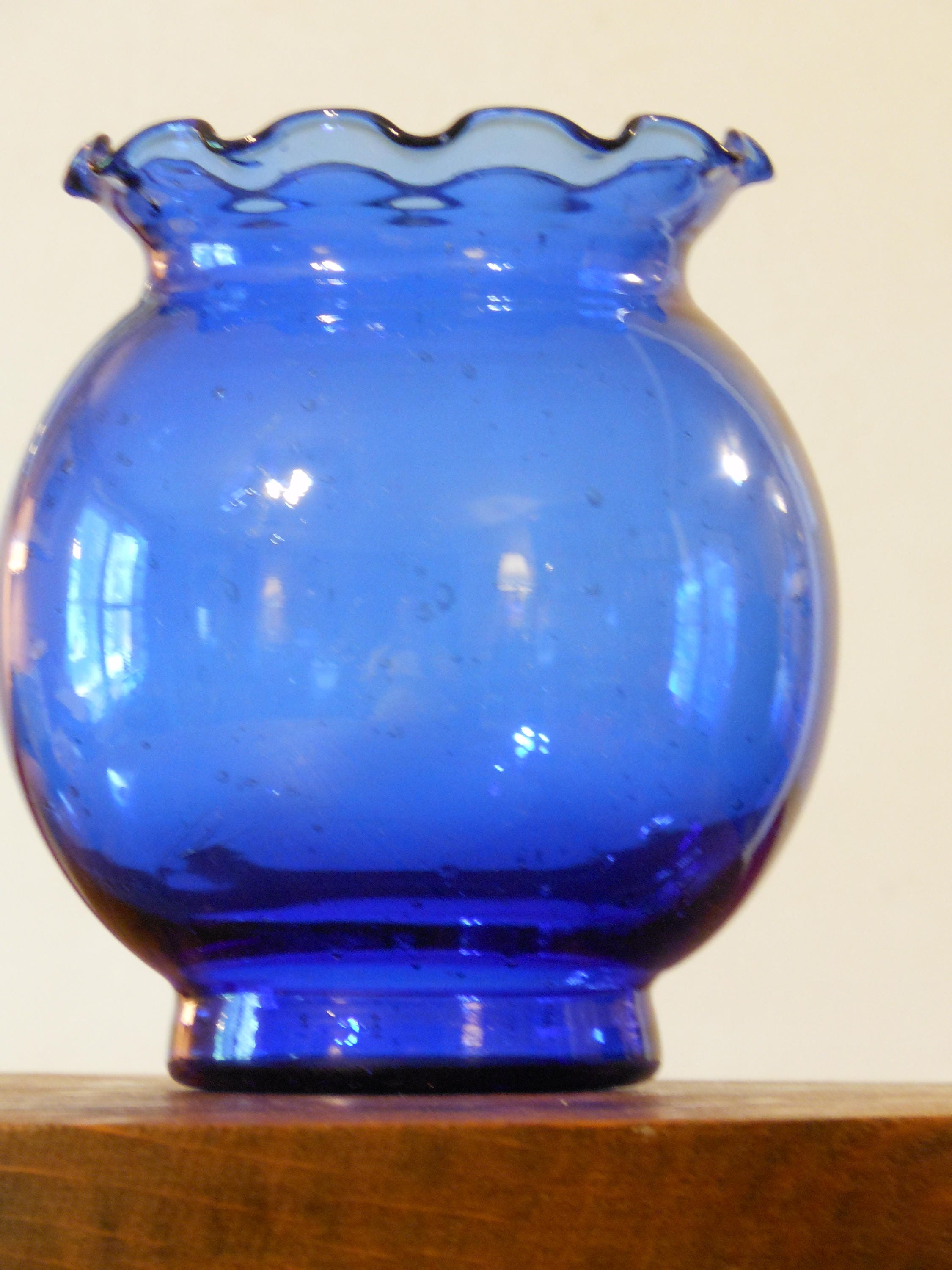 Fluted Rim Blue Glass Bowl Fluted Rim Blue Glass Bowl