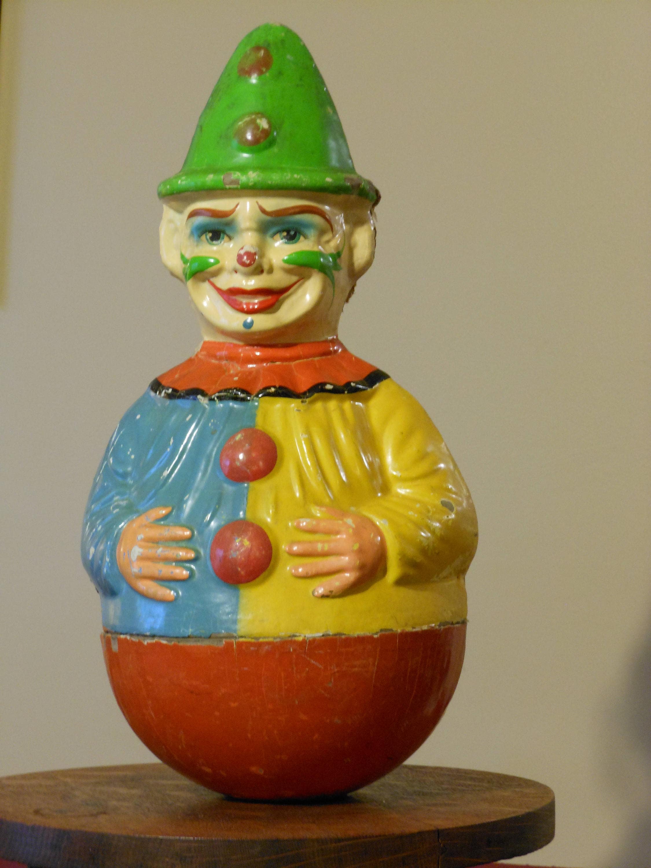 Antique Musical Papier Mache Roly-Poly Clown by Schoenhut (Circa 1900/1910)