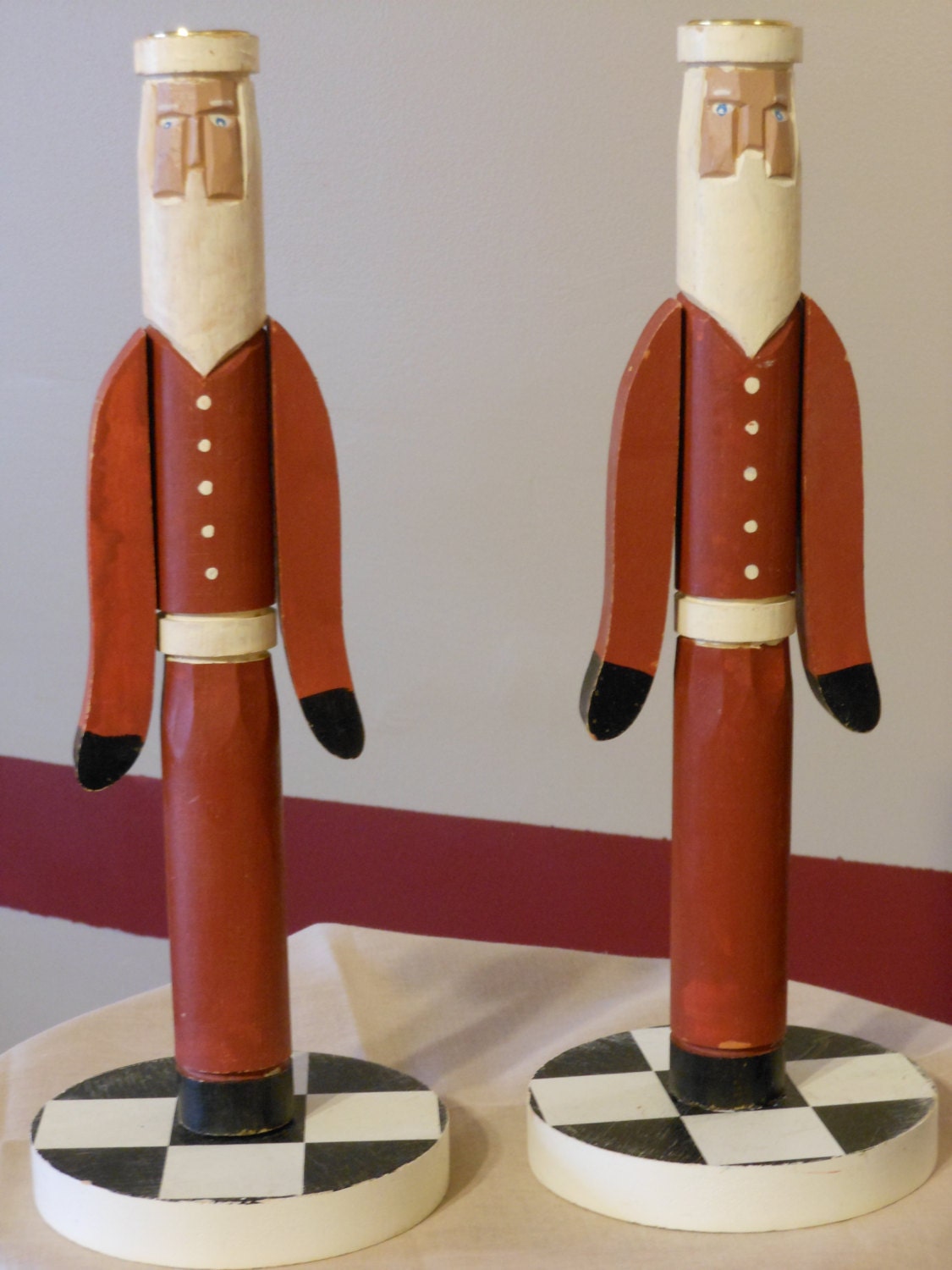 Vintage Santa Claus Candle Stick Holders