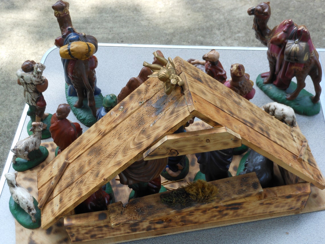 Vintage Atlantic Mold 20-piece Hand Painted Nativity Set | Etsy