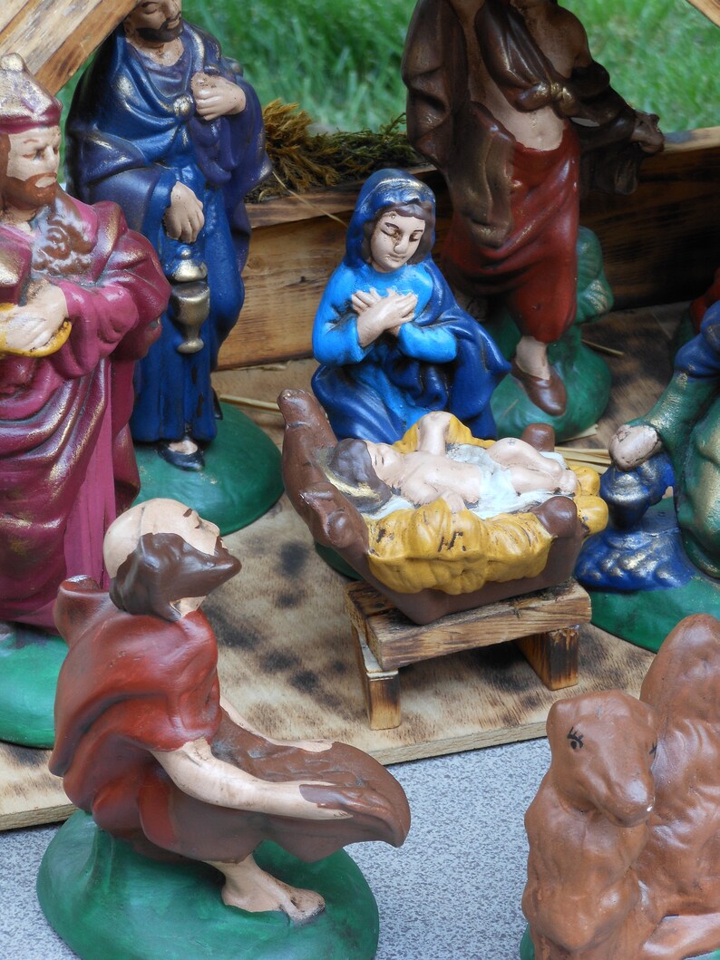 Vintage Atlantic Mold 20-piece Hand Painted Nativity Set - Etsy