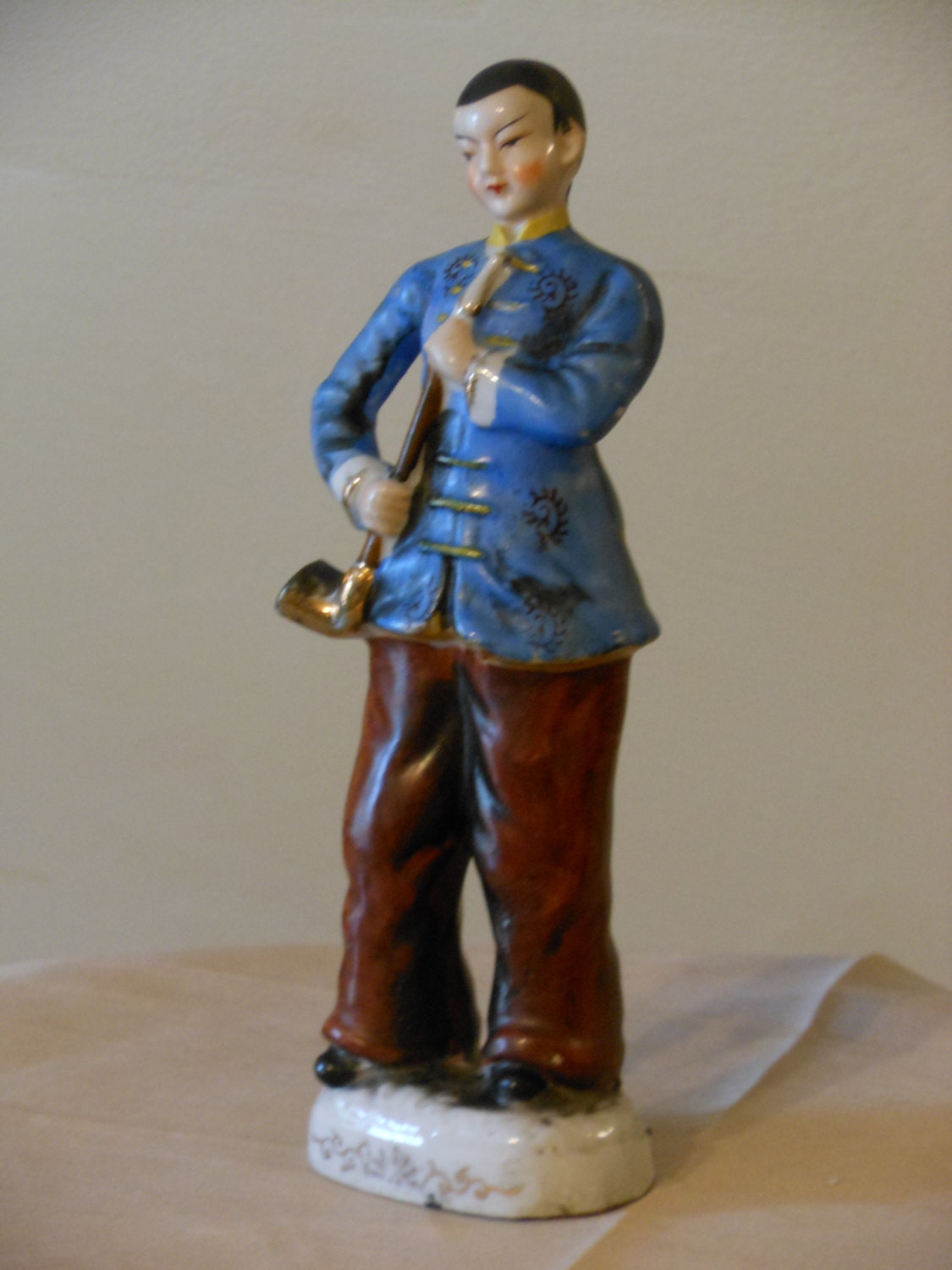 Figurine With Pipe Handpainted