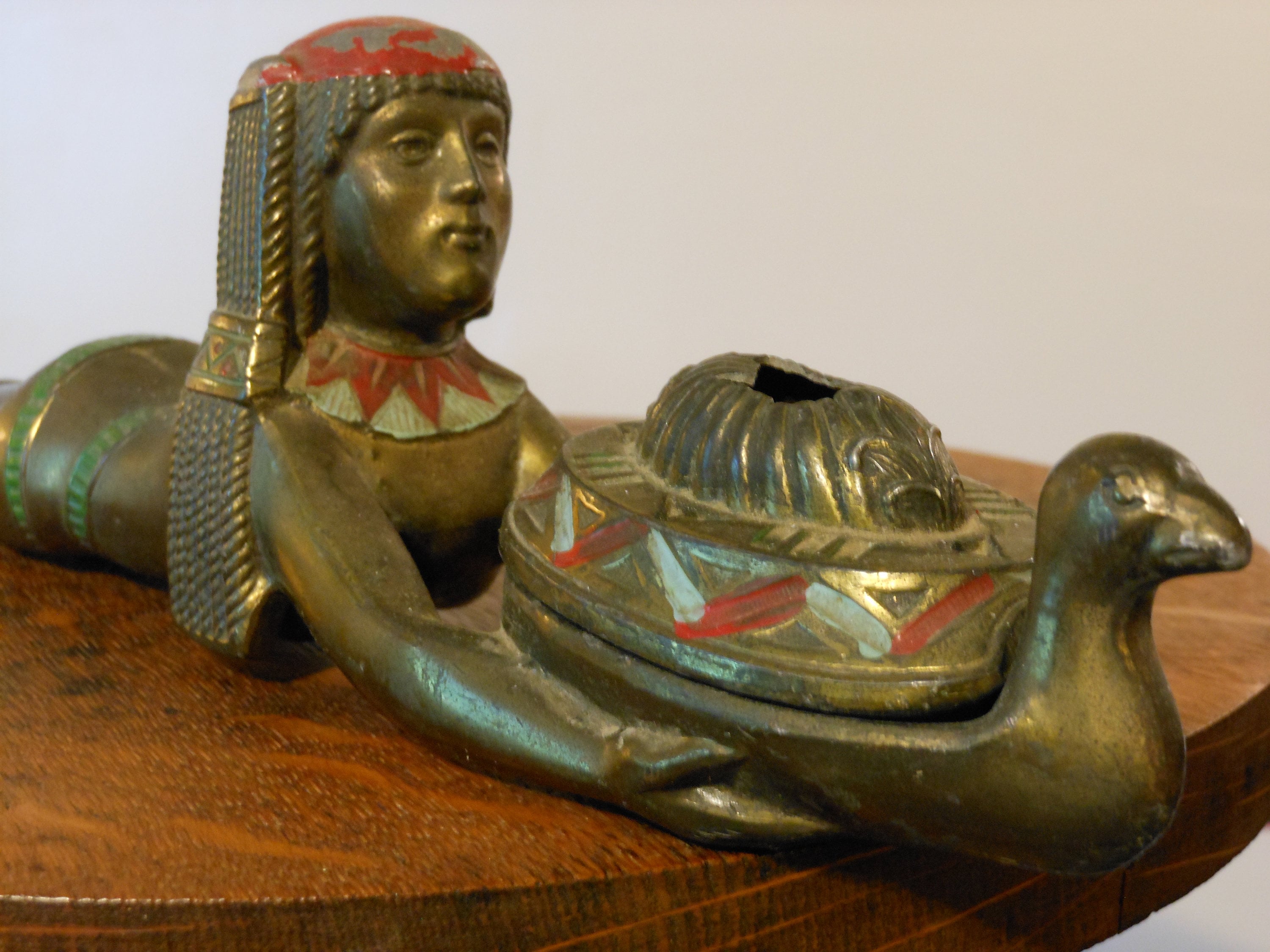 Vintage Bronze Egyptian Revival Ronson Princess Queen Incense Burner