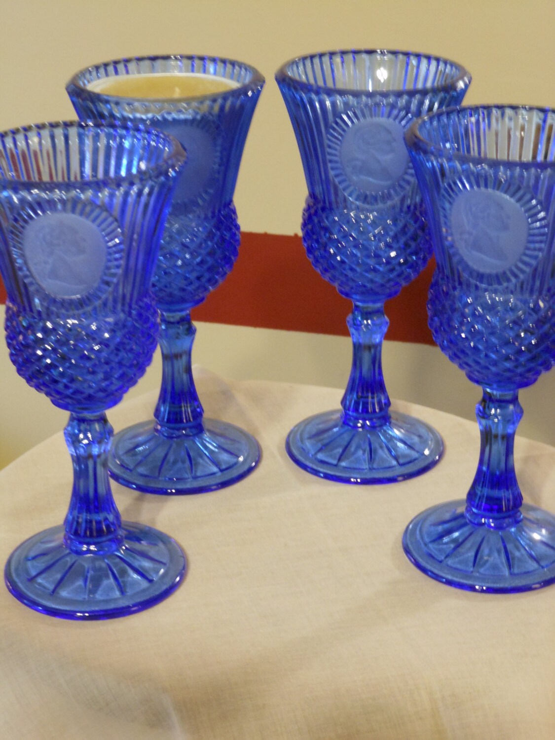 Four Fostoria Avon Cobalt Blue Glass George Washington Commemorative ...