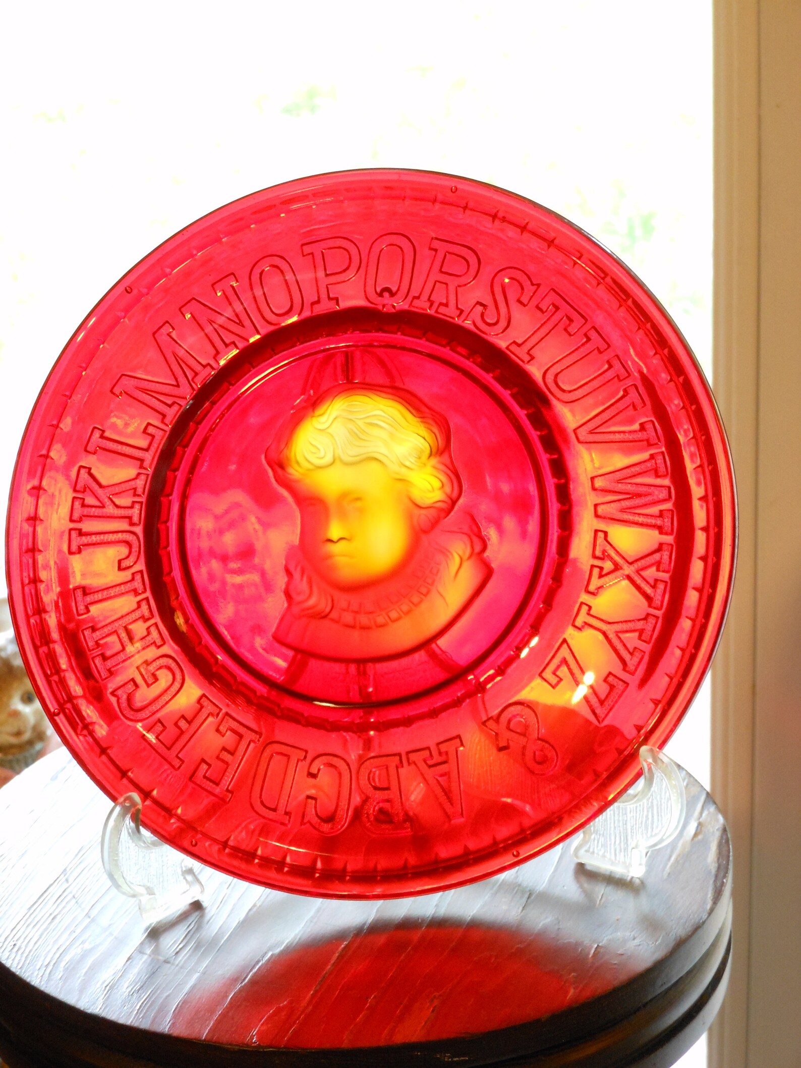 Rare Ruby Red/yellow Clay's Crystal Works Alphabet Plate | Etsy