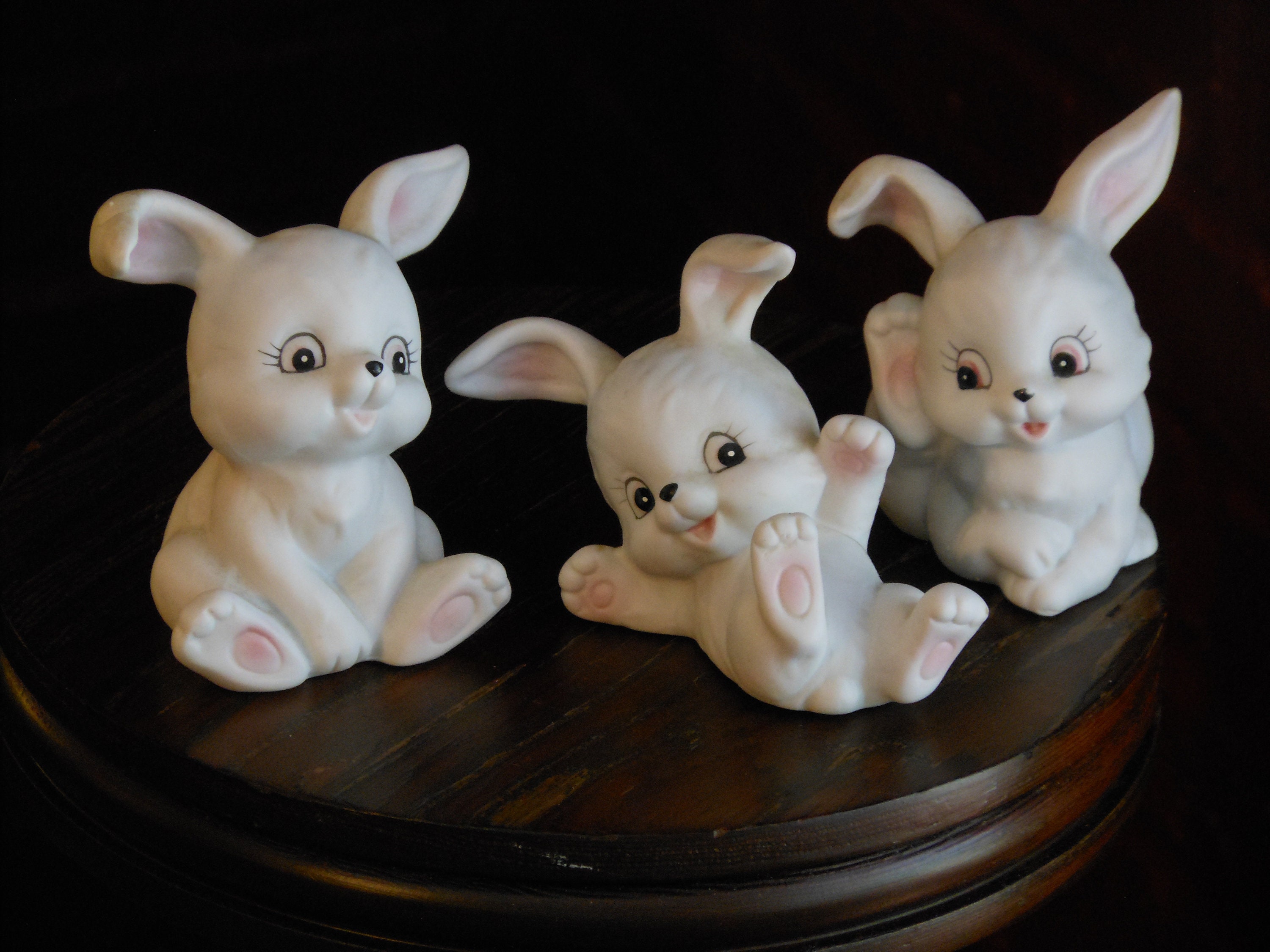 Three Homco Ceramic Bunnies