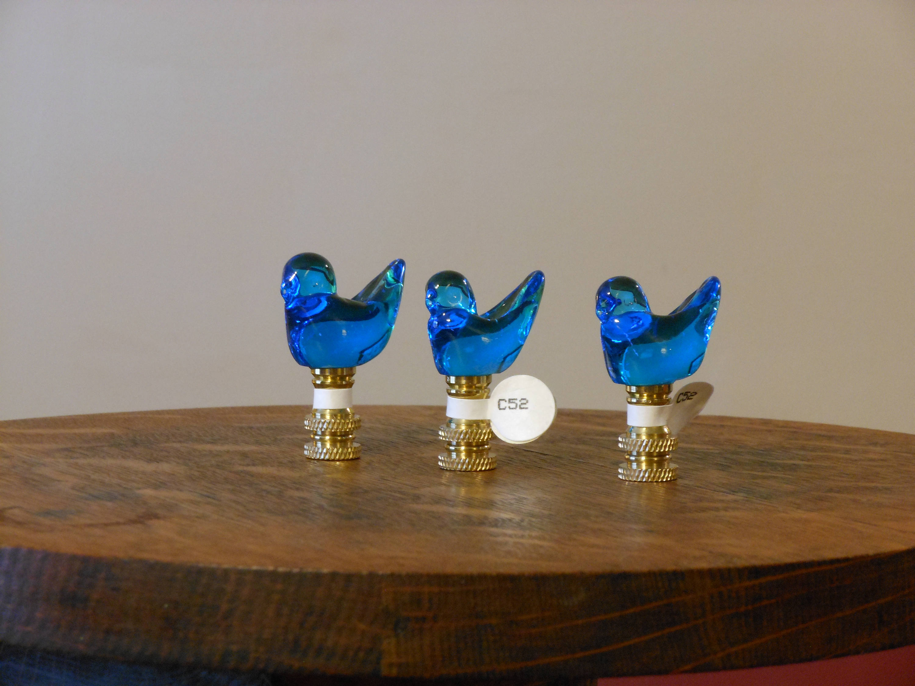 Three Blue Bird Lamp Finials