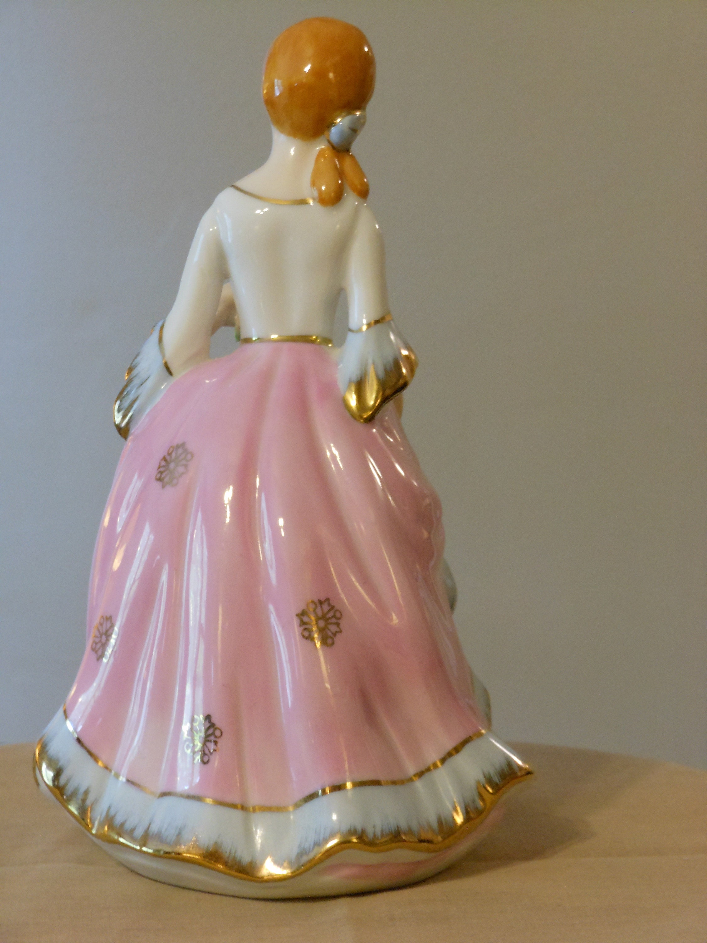 Woman Figurine, Pink with Gold Trim