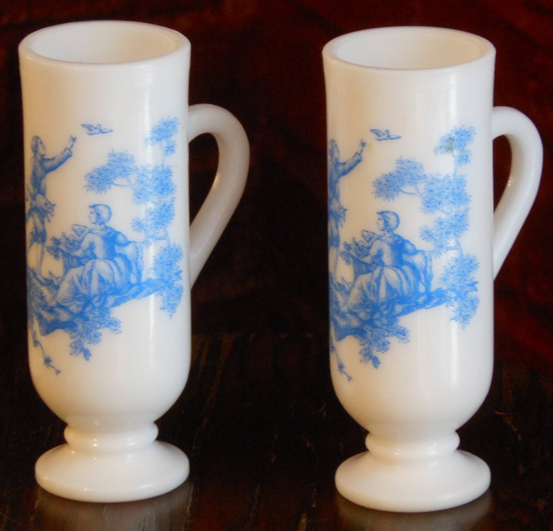Colonial Pattern Blue & White Demitasse Handled Vase Cups - Etsy