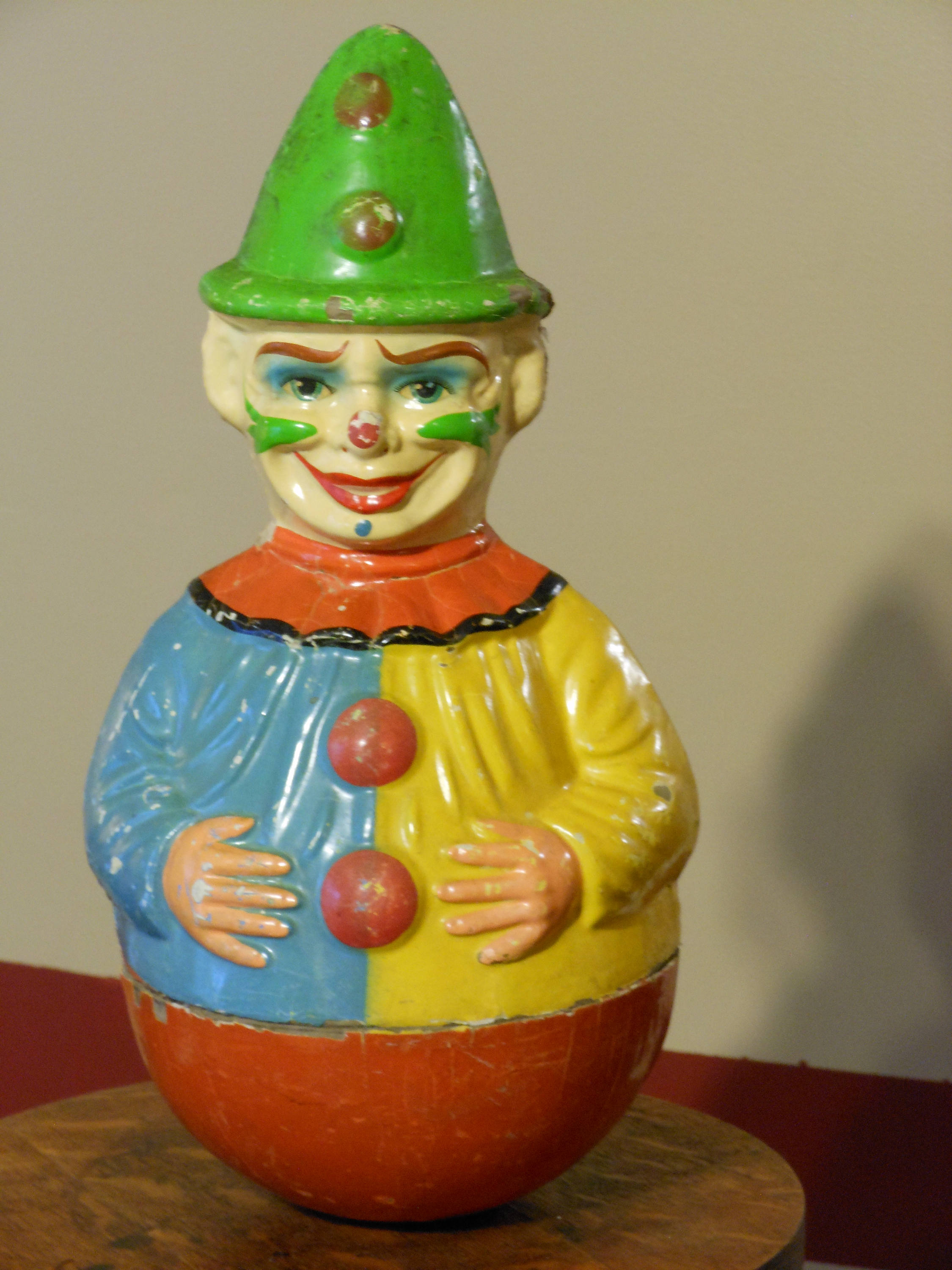 Antique Musical Papier Mache Roly-Poly Clown by Schoenhut (Circa 1900/1910)