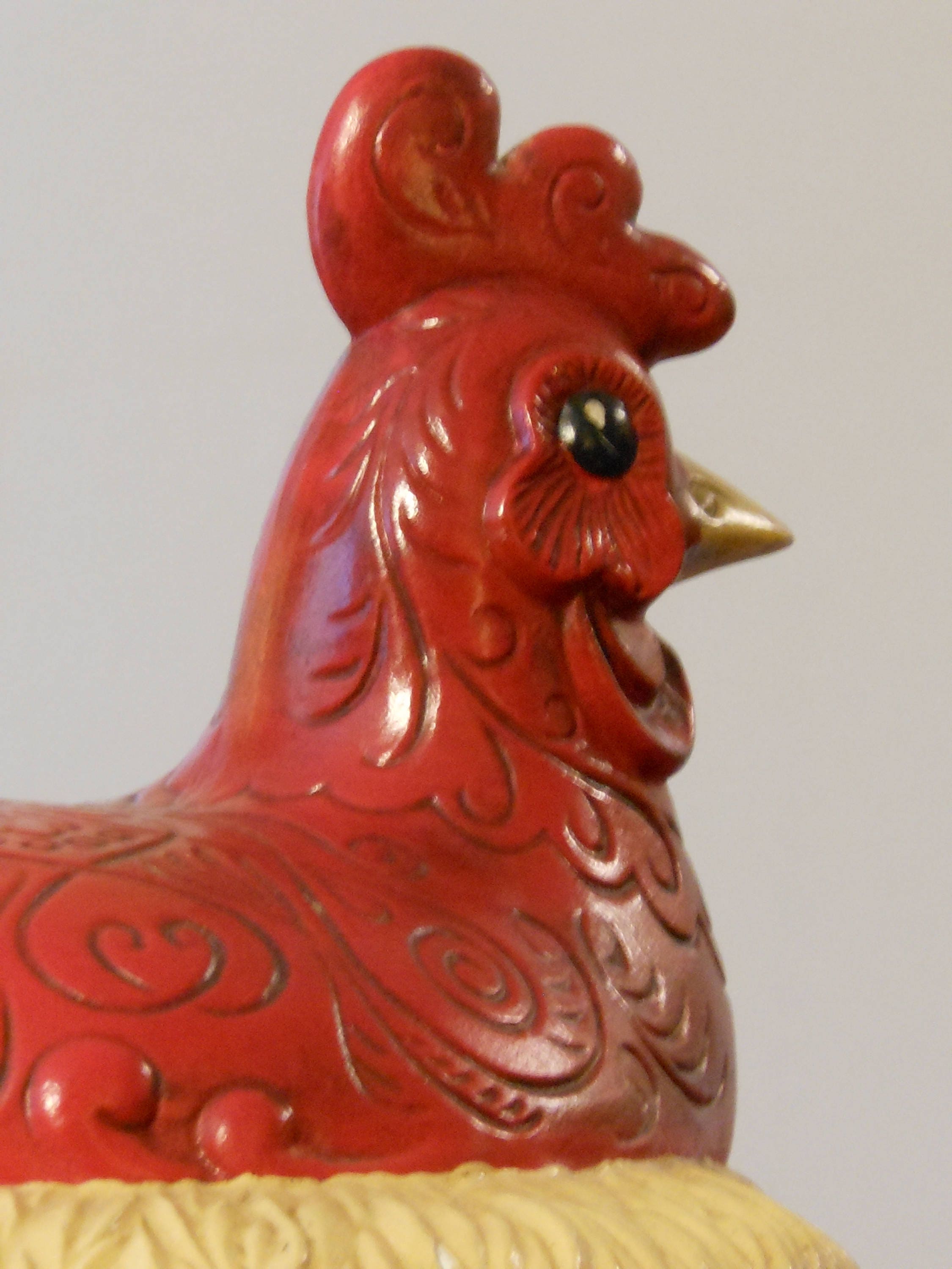 Ceramic Red Chicken Cover/Lid