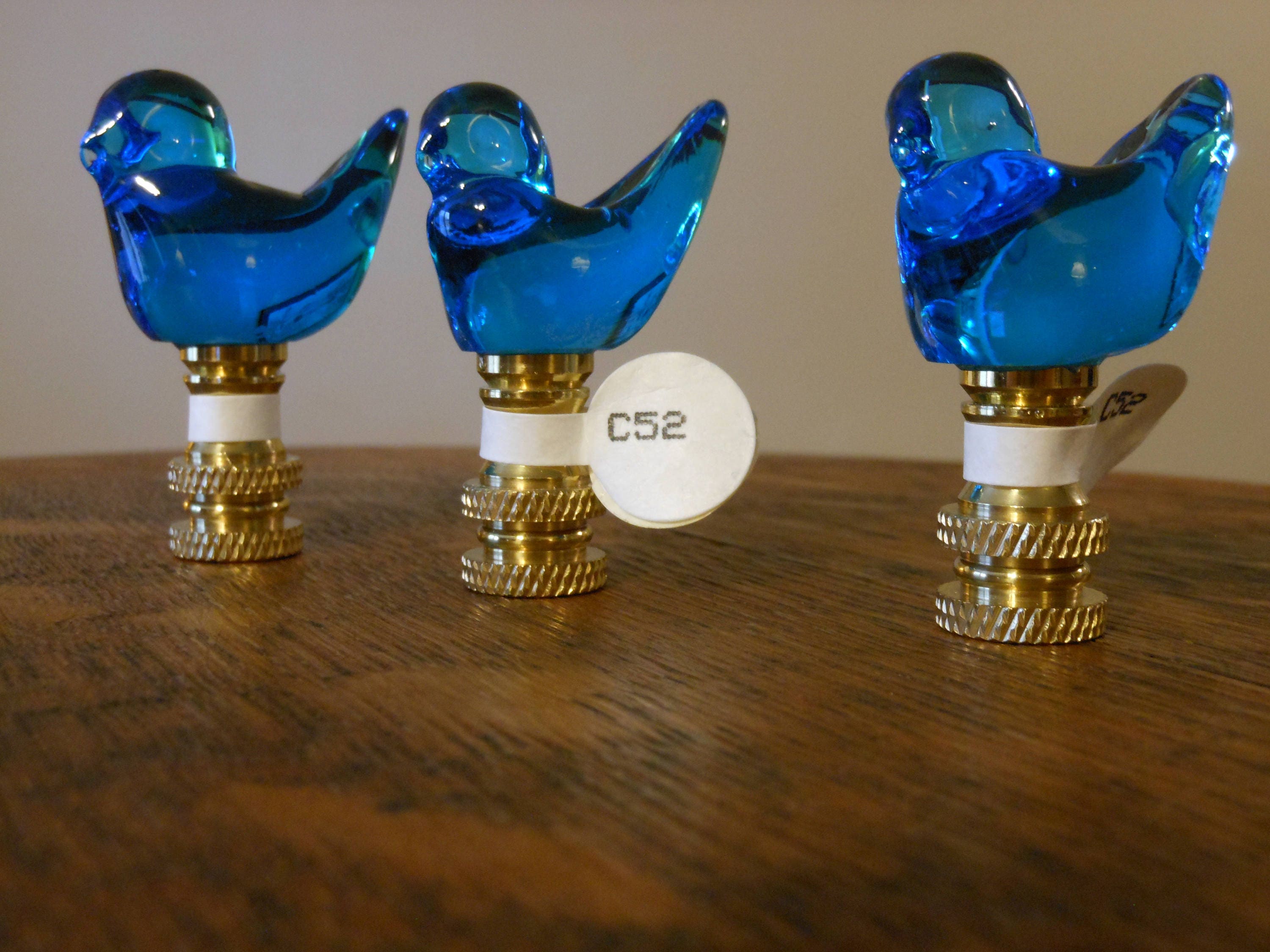 Three Blue Bird Lamp Finials