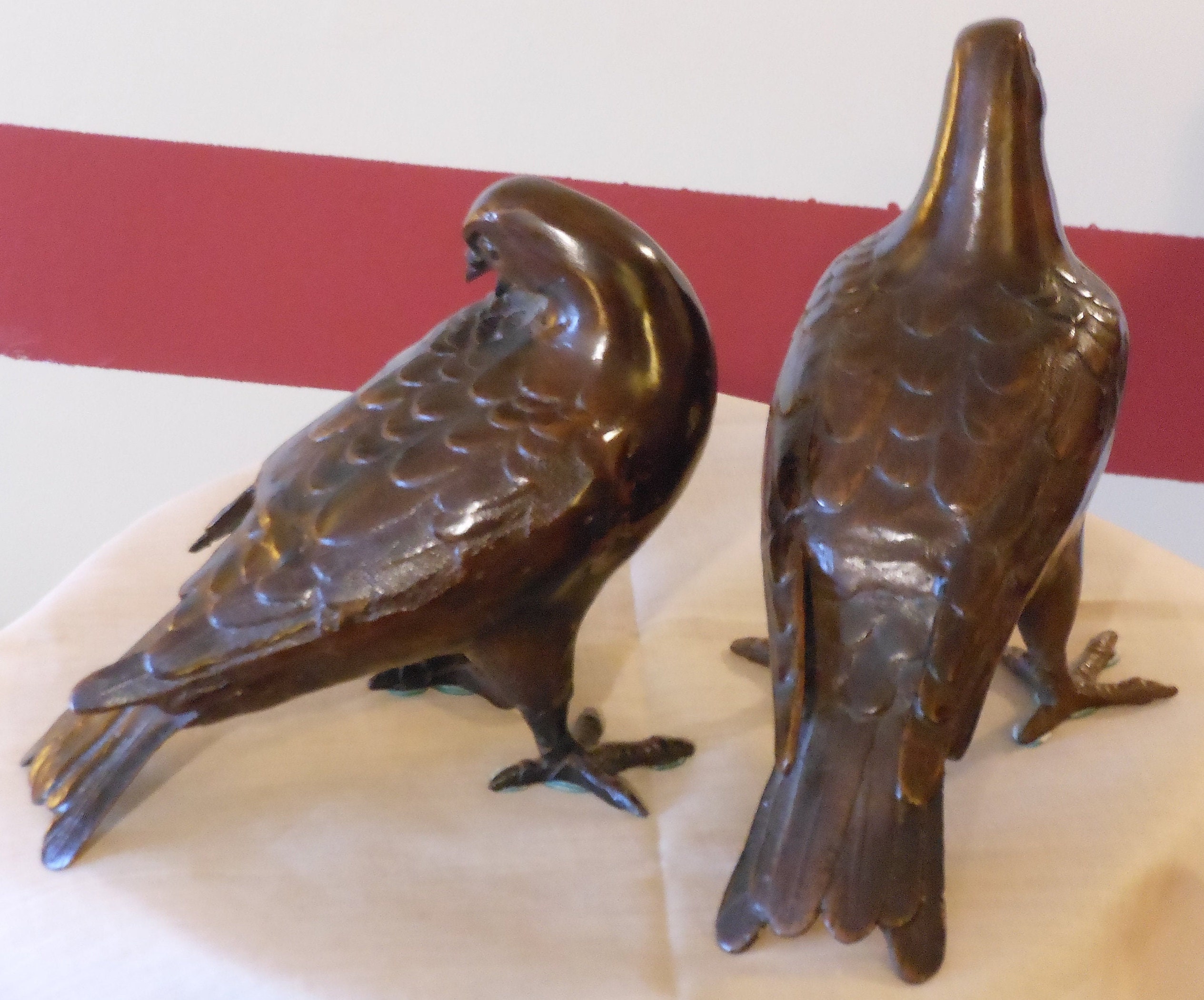Two Metal Toyo Pigeons/Doves