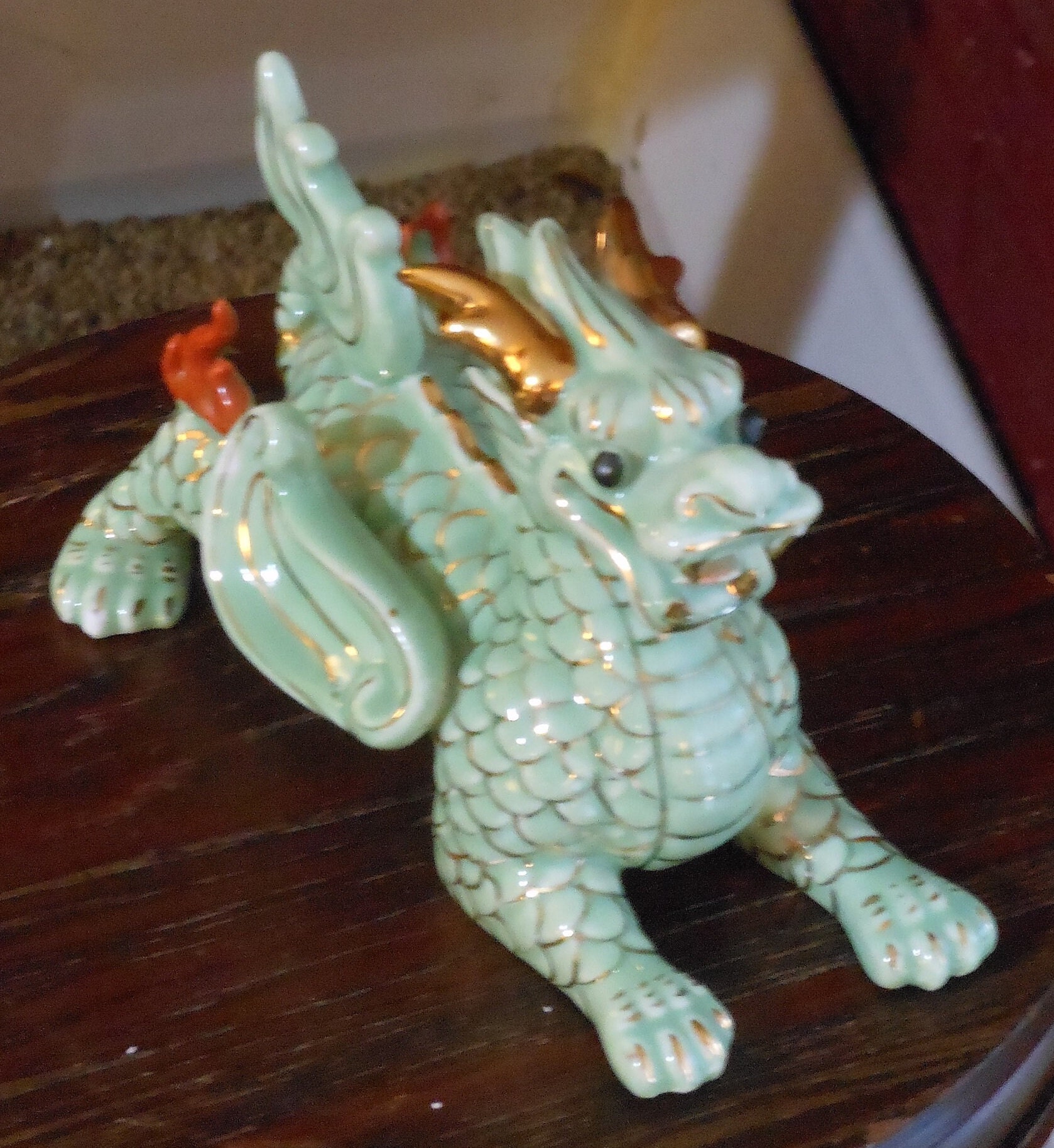 White and Gold Hand Painted Porcelain Dragon